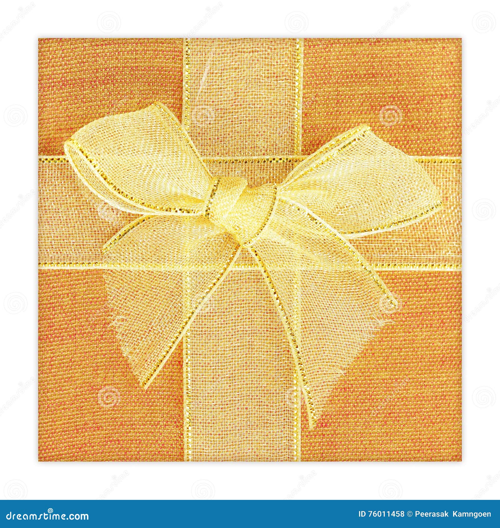 Gift Box Top View with Gold Ribbon and Bow Stock Illustration ...