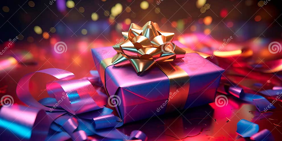 Gift Box with Torn Wrapping Paper, Surrounded by Unopened Wrapping ...