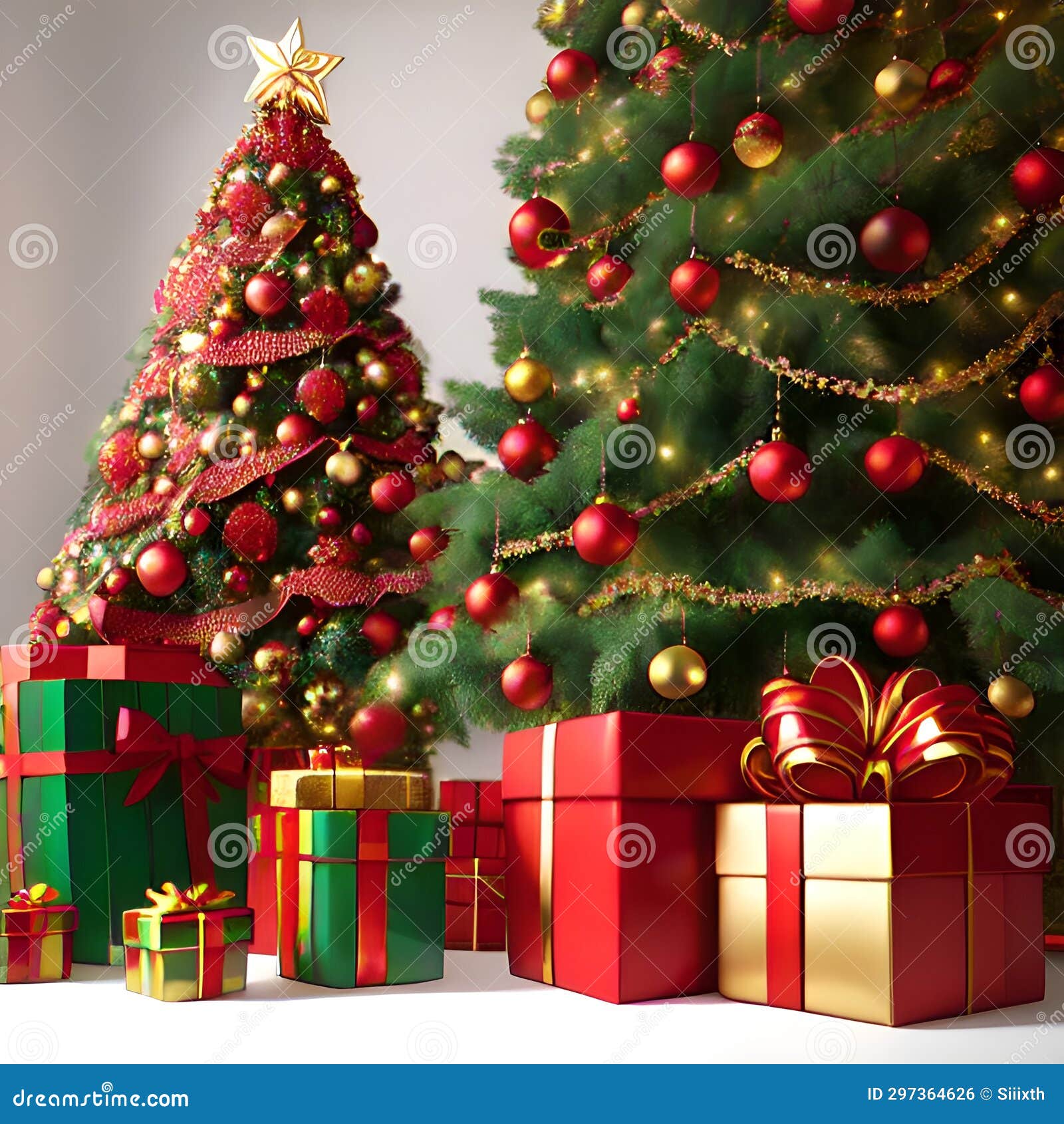 Gift Box Under Decorated Christmas Tree Stock Illustration ...