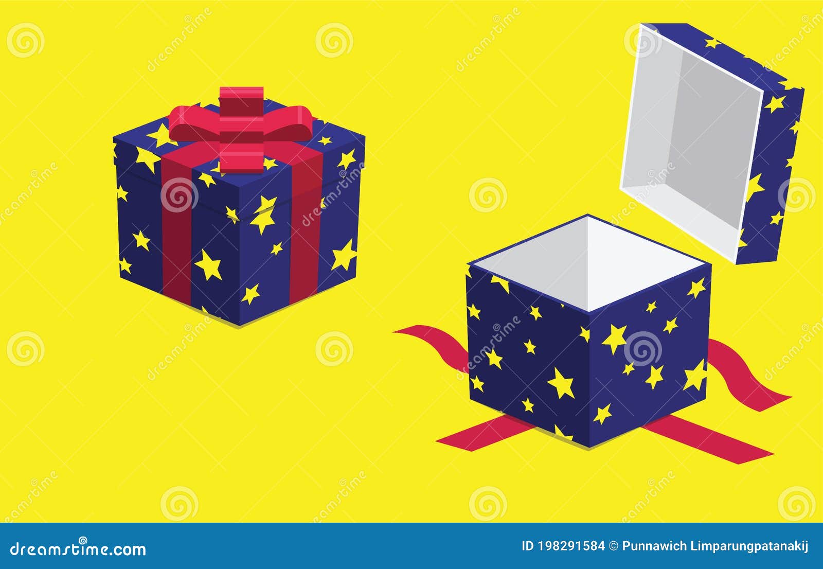 Present Gift Magic Box Wrapped Unwrapped Vector Stock Vector ...