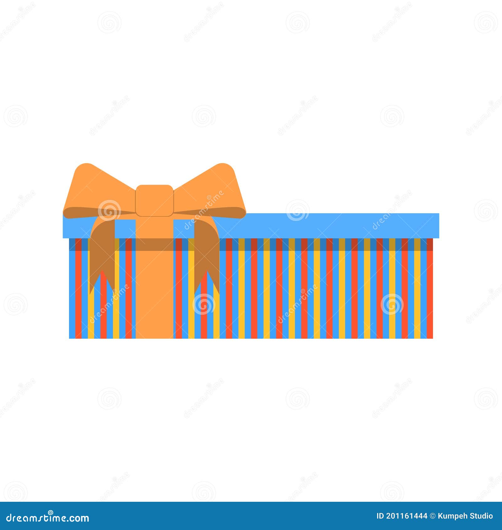 Gift Box Vector Illustration with Vertical Stripes Isolated on White ...