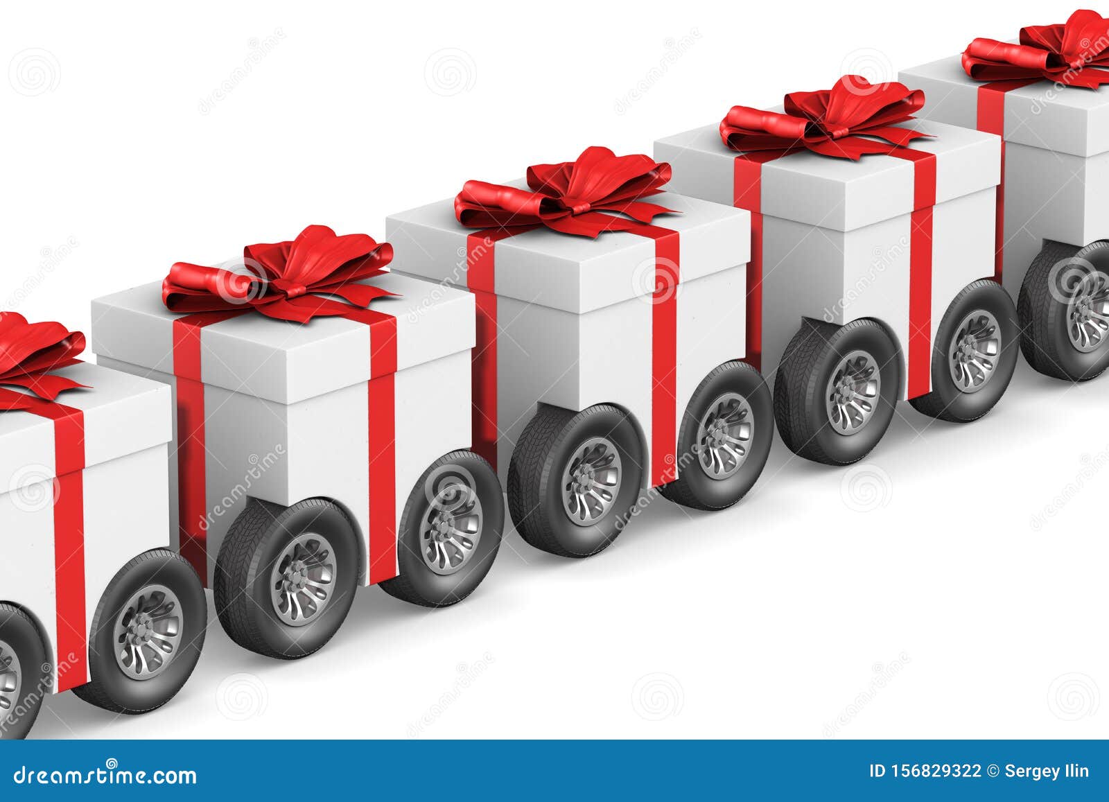 Gift Box with Wheel on White Background. Isolated 3D Illustration Stock ...