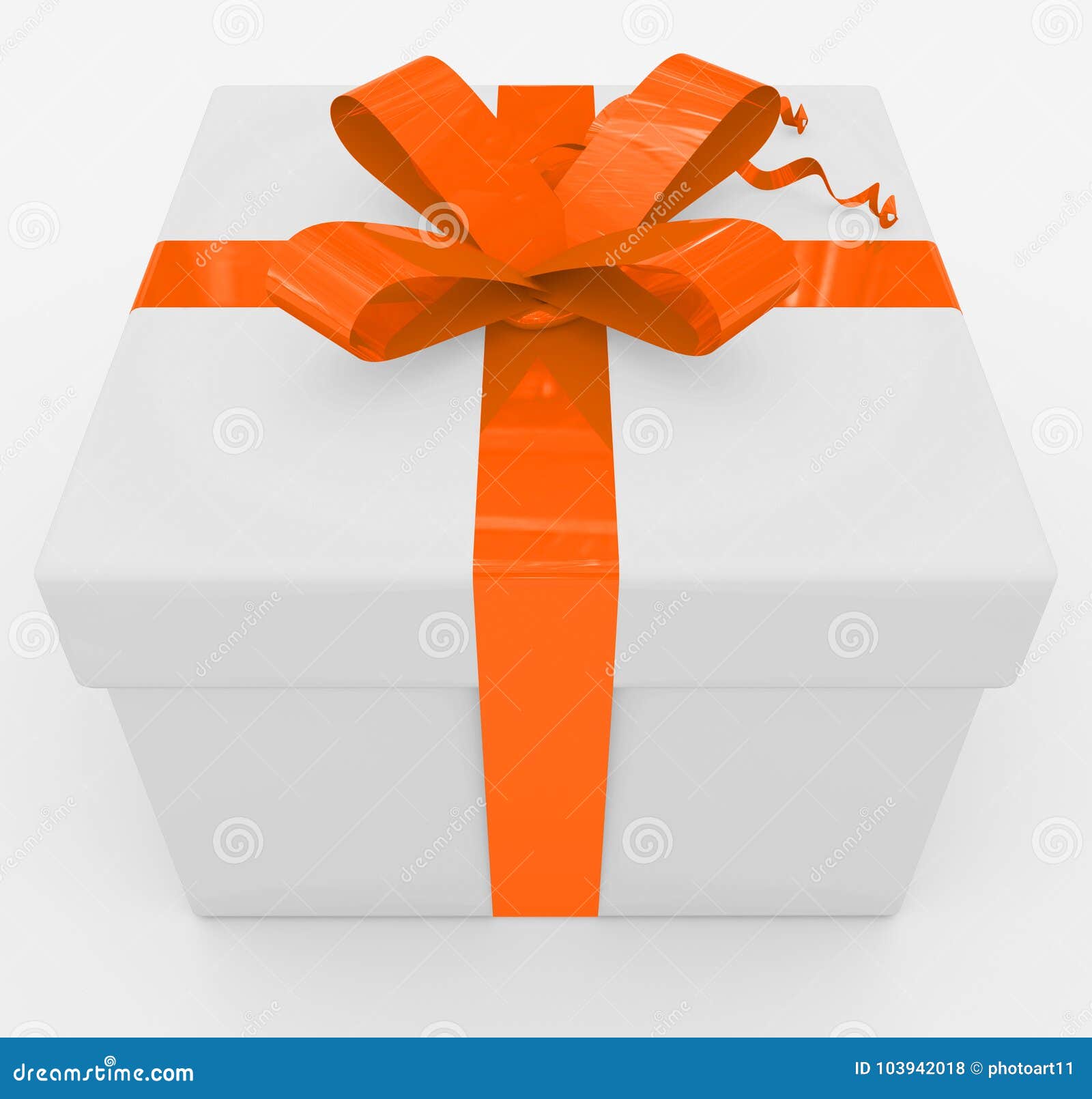 Gift Box - White Box, Orange Ribbon - Isolated on White Stock ...