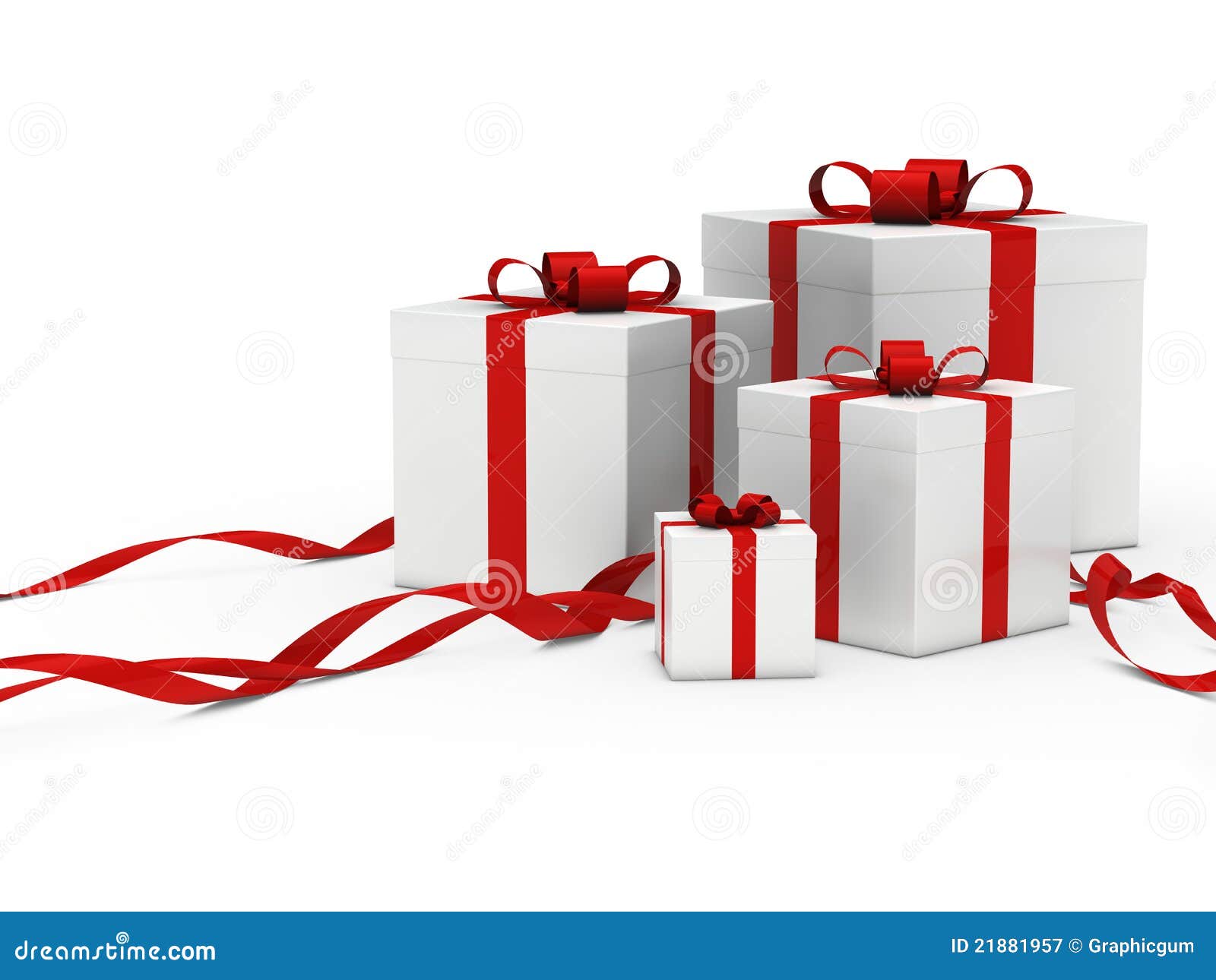 Gift box white red ribbon stock illustration. Illustration of christmas ...