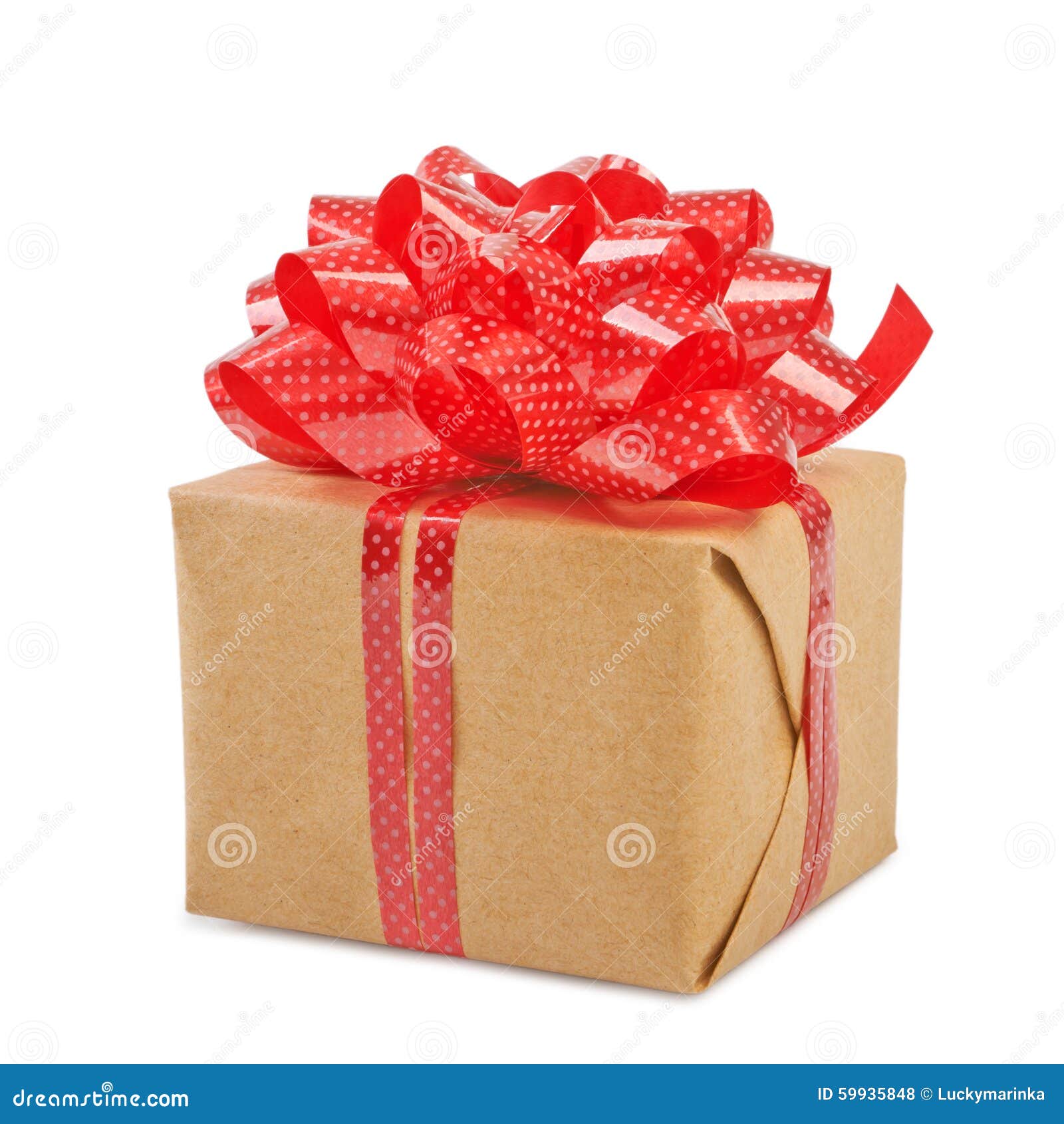 Gift Box with White Ribbon Bow. Stock Photo - Image of cube, greeting ...