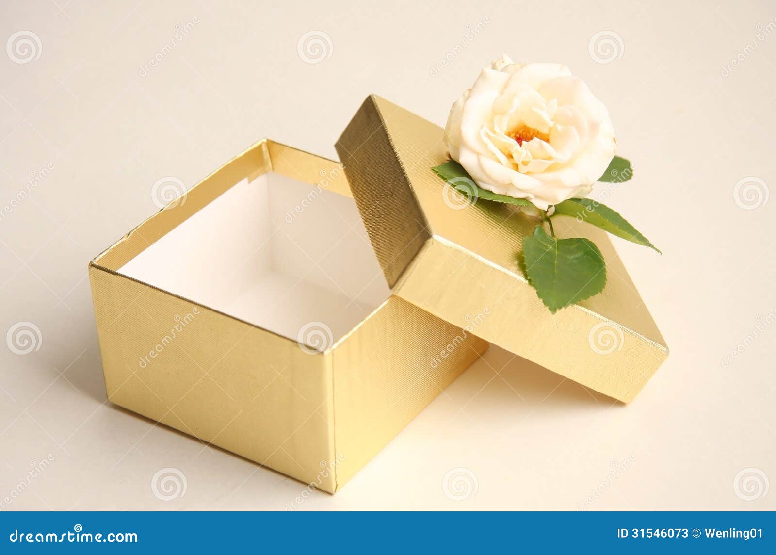 Gift box with white rose stock image. Image of celebration - 31546073