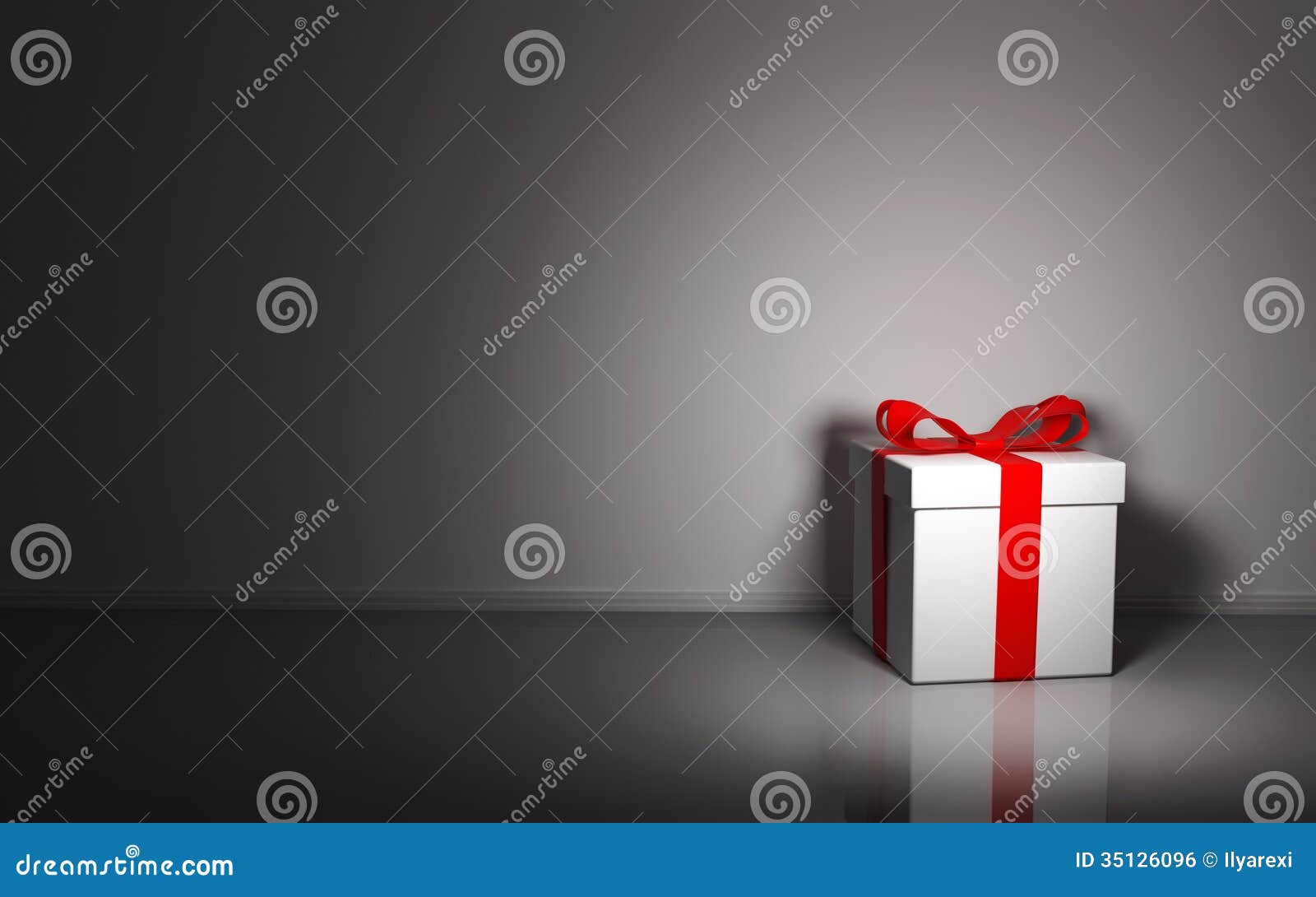 Gift Box on White Wall Background Stock Illustration - Illustration of ...
