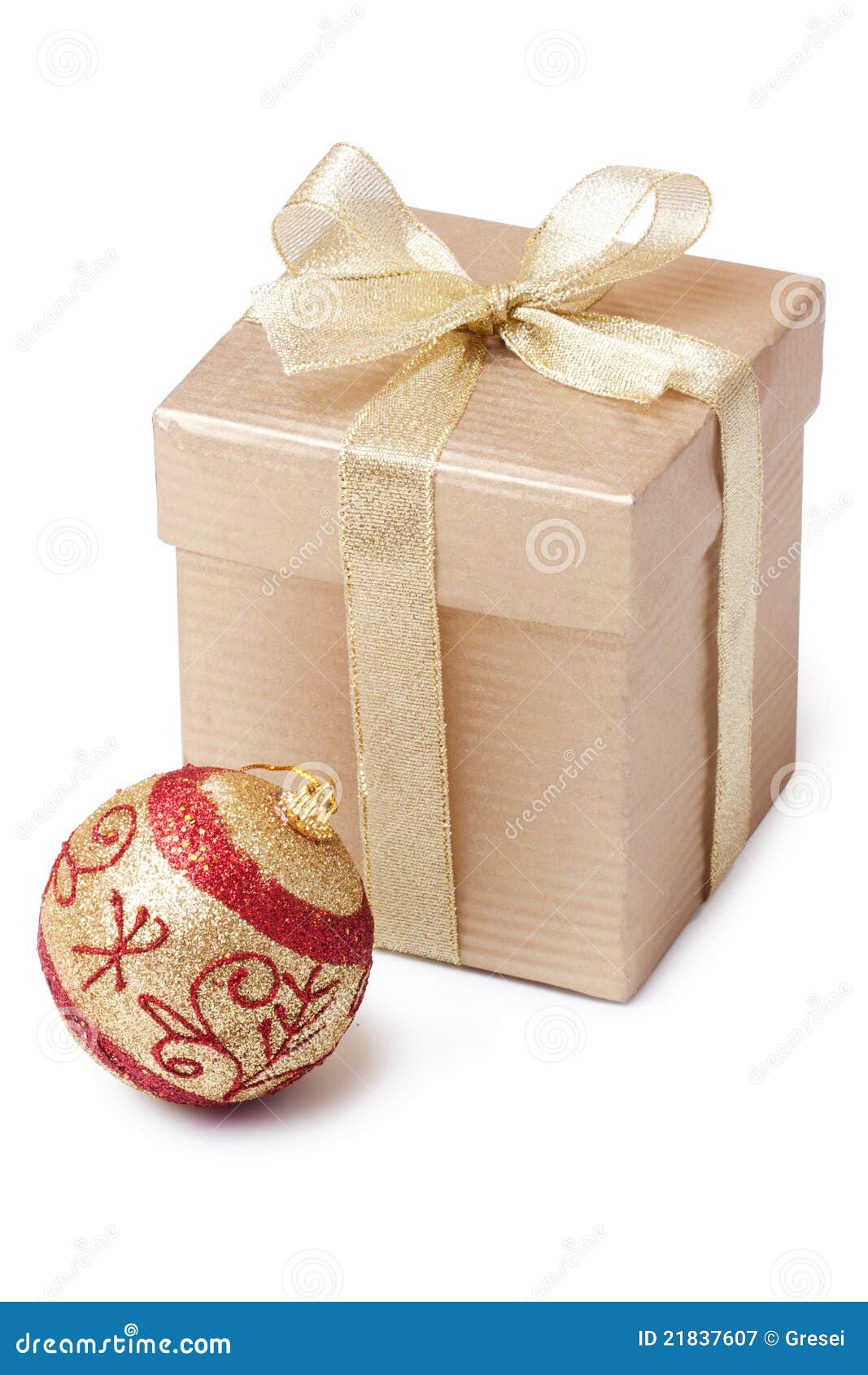 Gift box and xmas ball stock image. Image of holiday - 21837607