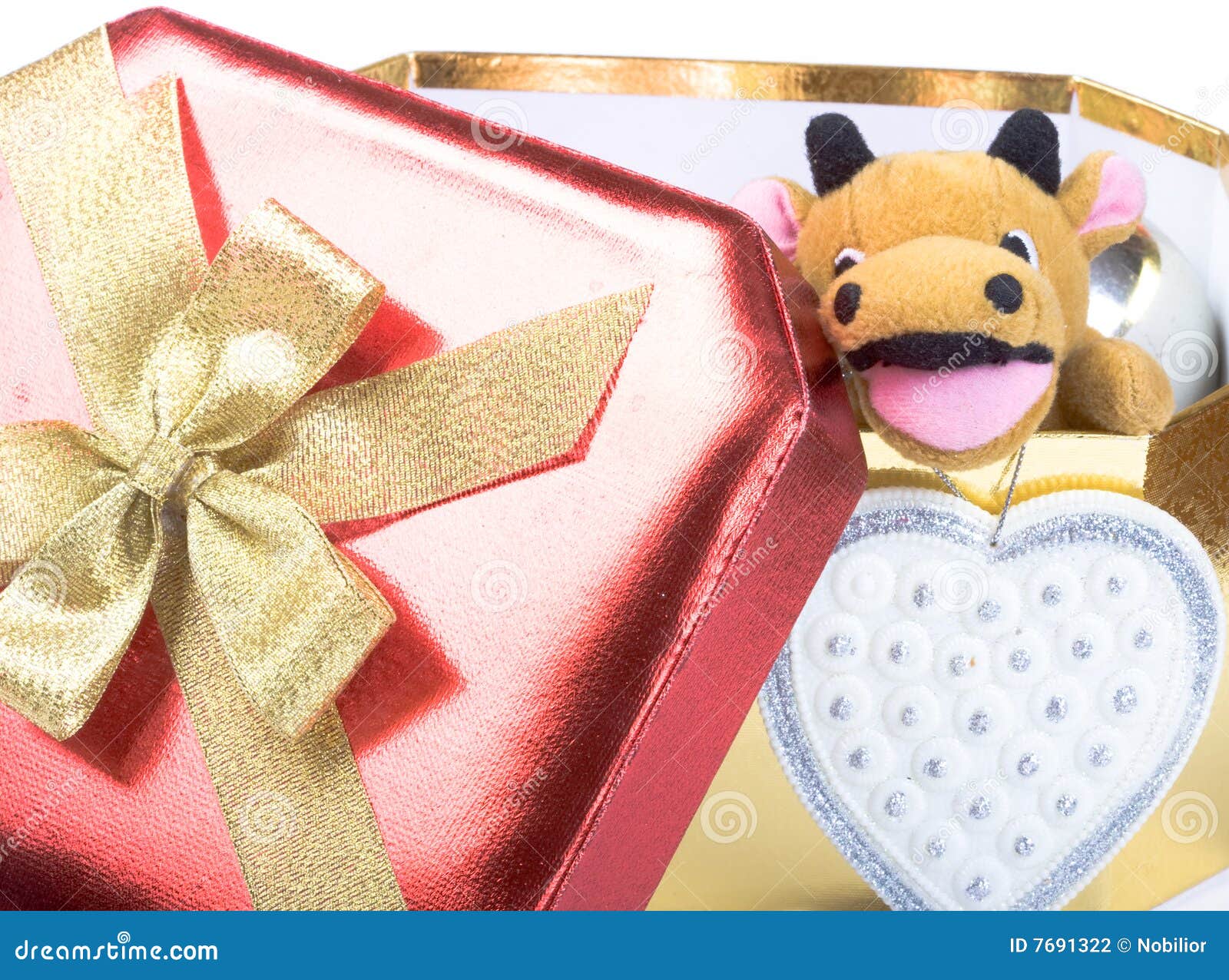 Gift box and yellow bull stock photo. Image of male, ornament - 7691322