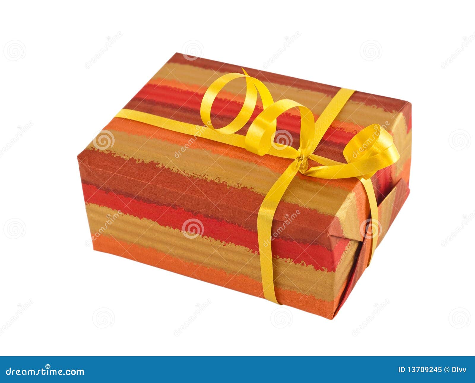 Gift Box with a Yellow Ribbon Stock Image - Image of design, shining ...