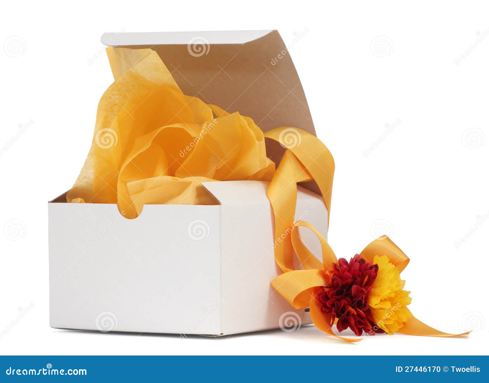 Gift Box with Yellow Ribbon Stock Photo - Image of anniversary, parcel ...