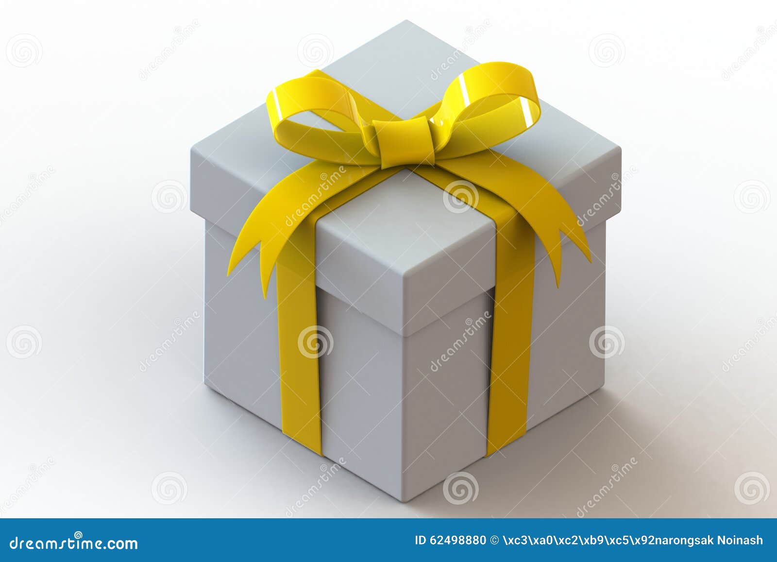 Gift Box with Yellow Ribbon Stock Illustration - Illustration of ...