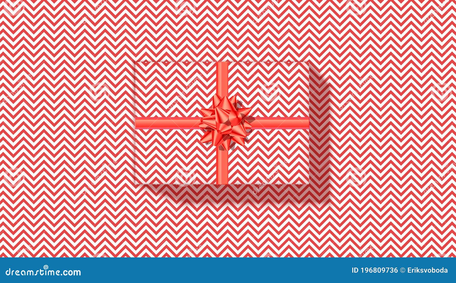 Gift Box with Zig-zag Pattern. Monochrome Red Scheme. Vector 3d ...
