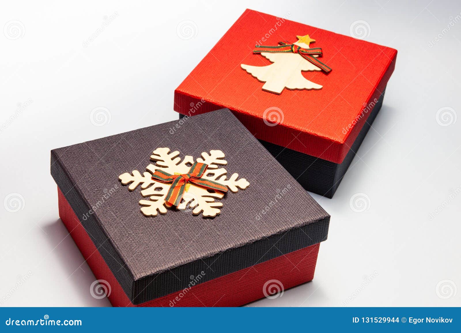 Gift Boxes of Blue and Red on White Background Stock Photo - Image of ...