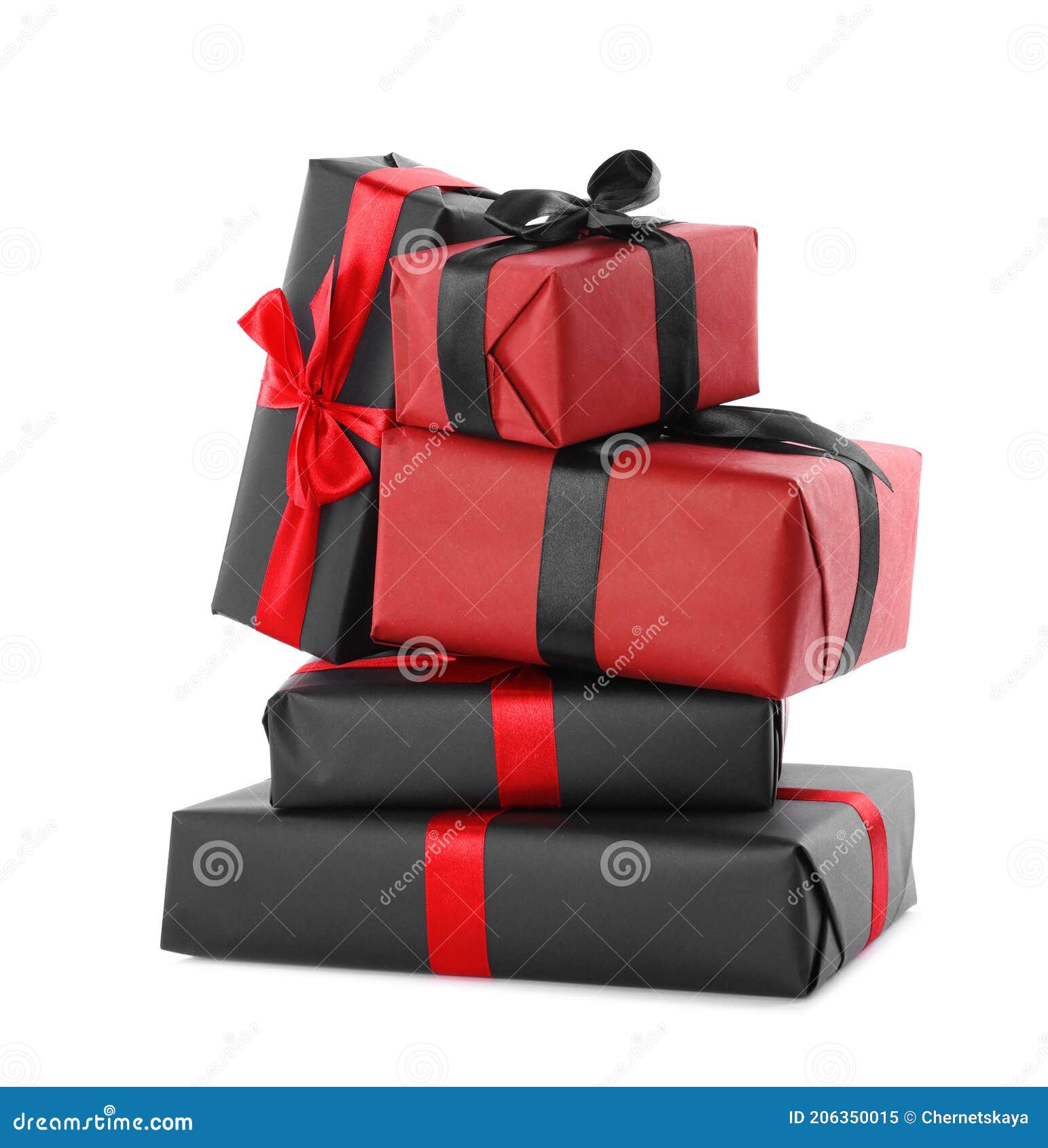 Gift Boxes with Bows Isolated on White Stock Image - Image of boxing ...