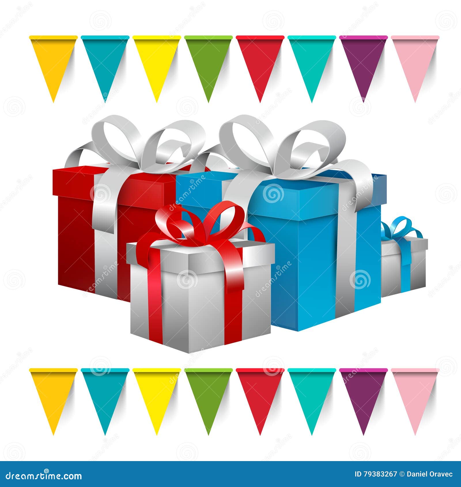 Gift Boxes and Colorful Flags Stock Vector - Illustration of decoration ...