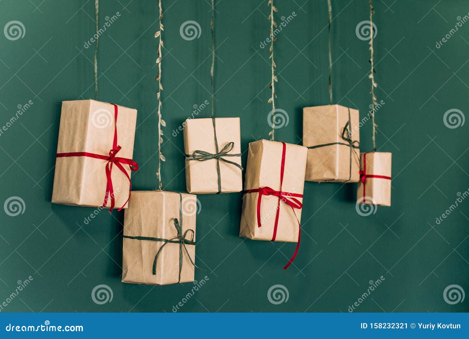 Gift Boxes Decorated Ribbons Christmas New Year Stock Image - Image of ...