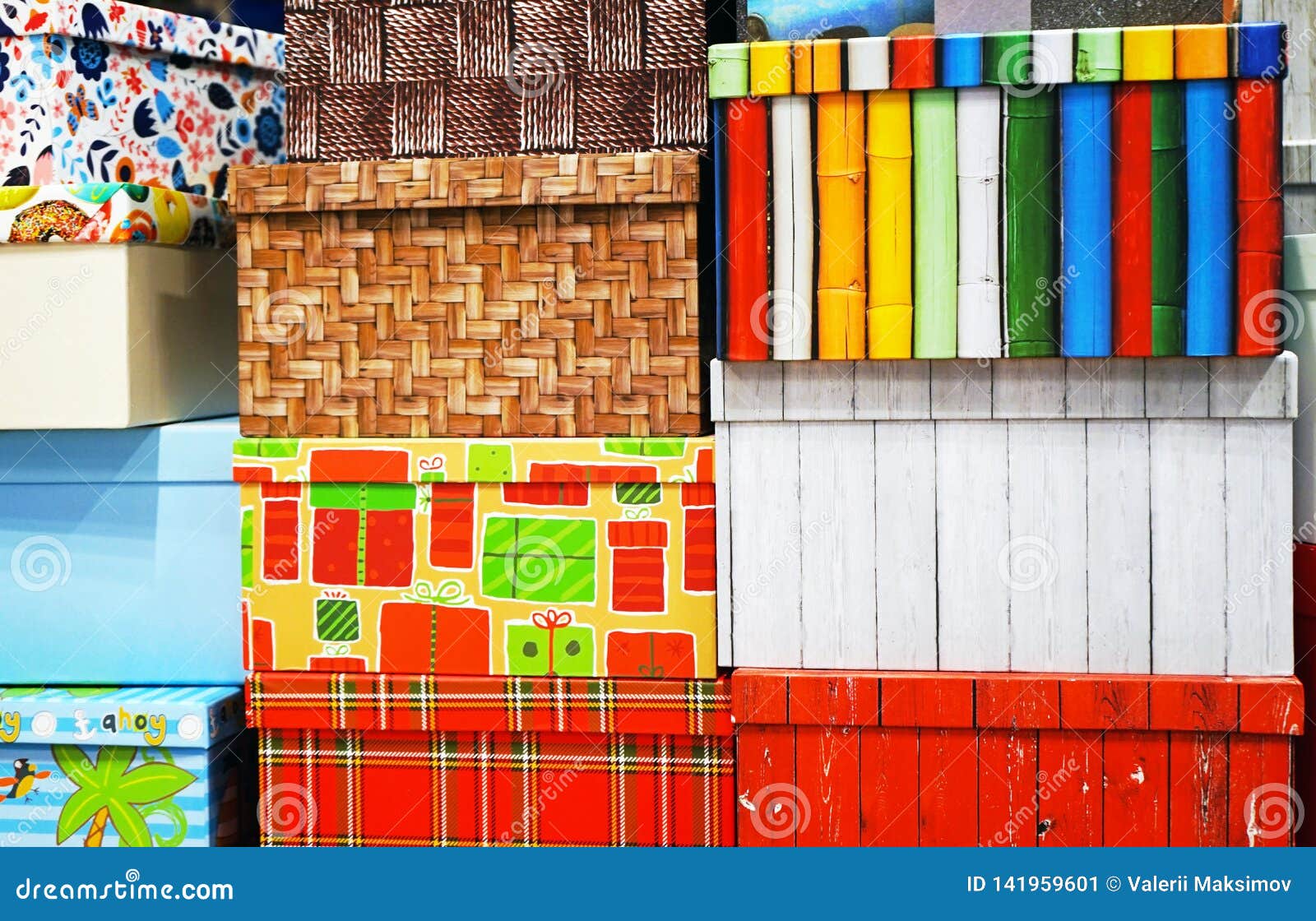 Gift Boxes of Different Colors and Sizes Stock Image - Image of objects ...