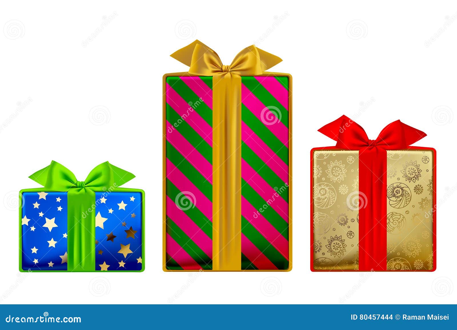 Gift Boxes of Different Colors and Sizes Isolated on White Stock Vector ...