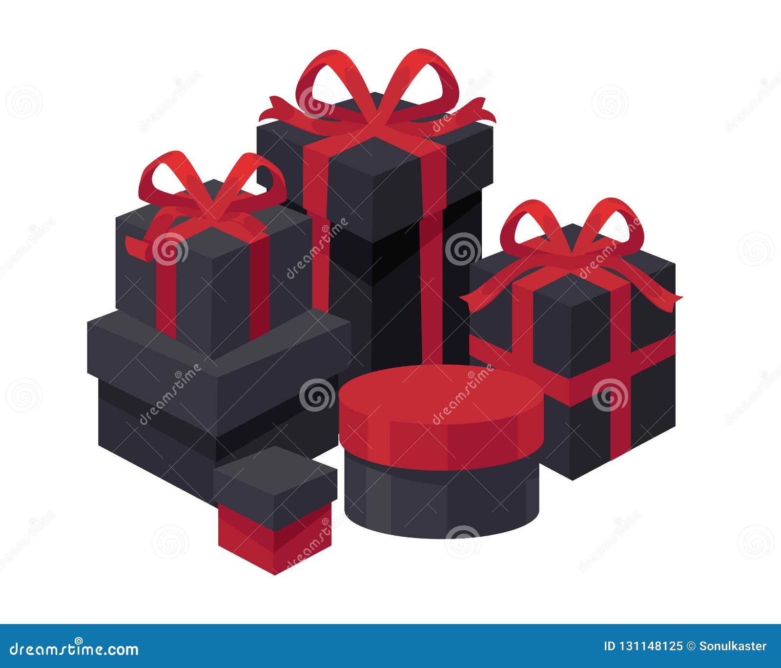 Gift Boxes of Different Shapes and Colors Set Vector. Stock Vector ...