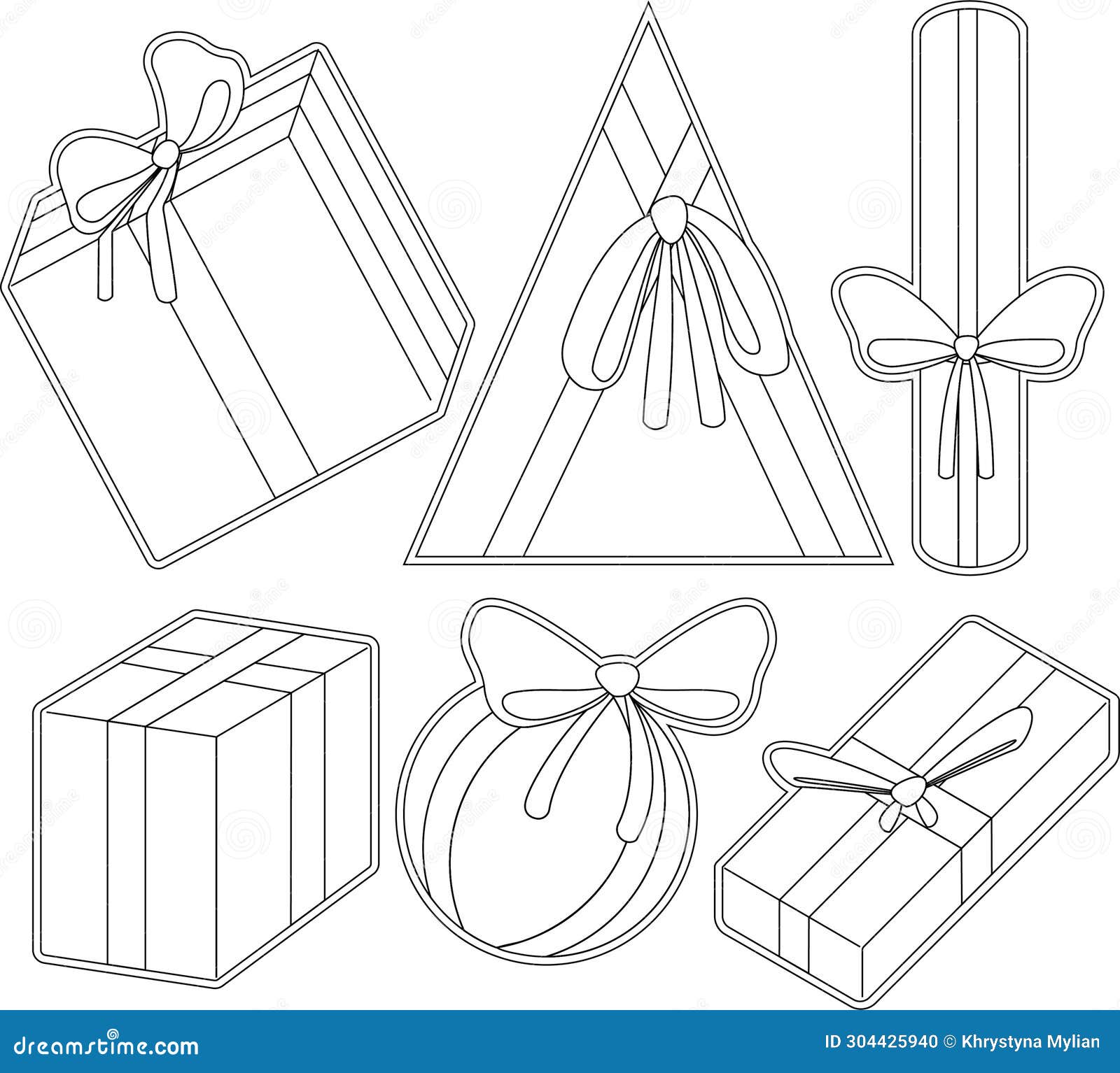 Gift Boxes with Different Shapes and Ribbons Stock Illustration ...