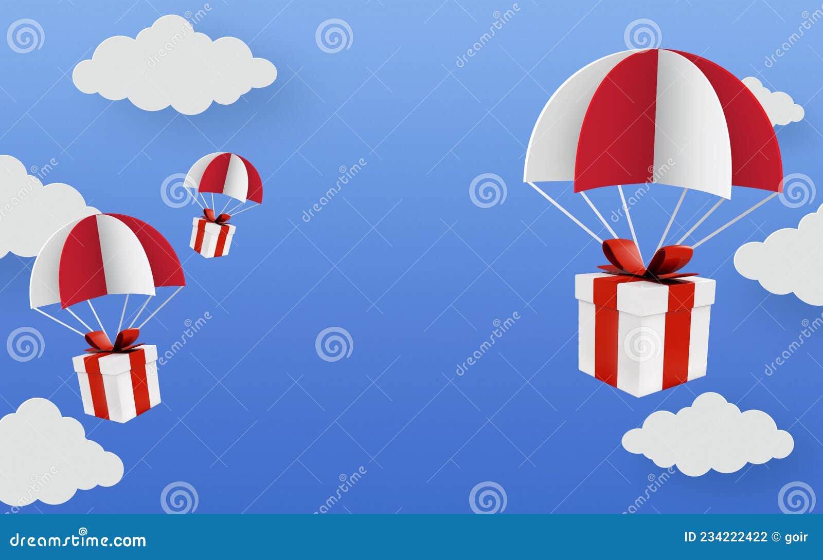 Gift Boxes Dropping with Parachutes Stock Illustration - Illustration ...
