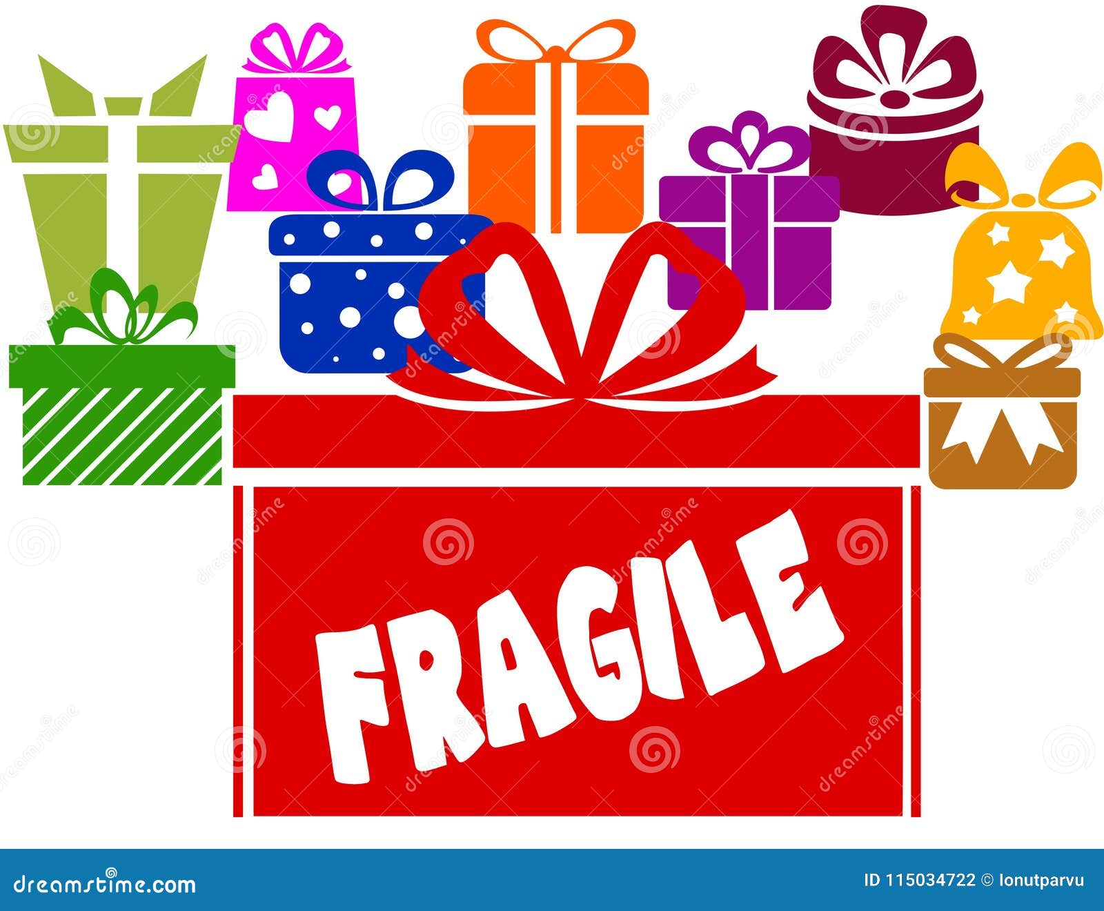 Gift Boxes with FRAGILE Text. Stock Illustration - Illustration of ...