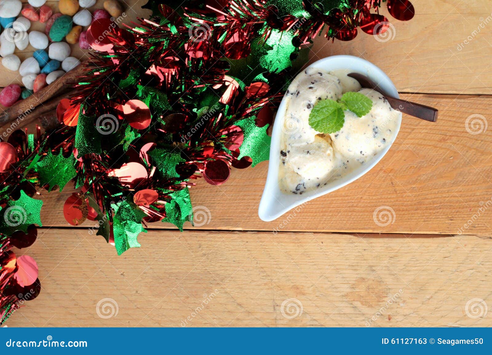 Gift Boxes and Ice Cream To Celebrate Christmas. Stock Image - Image of ...