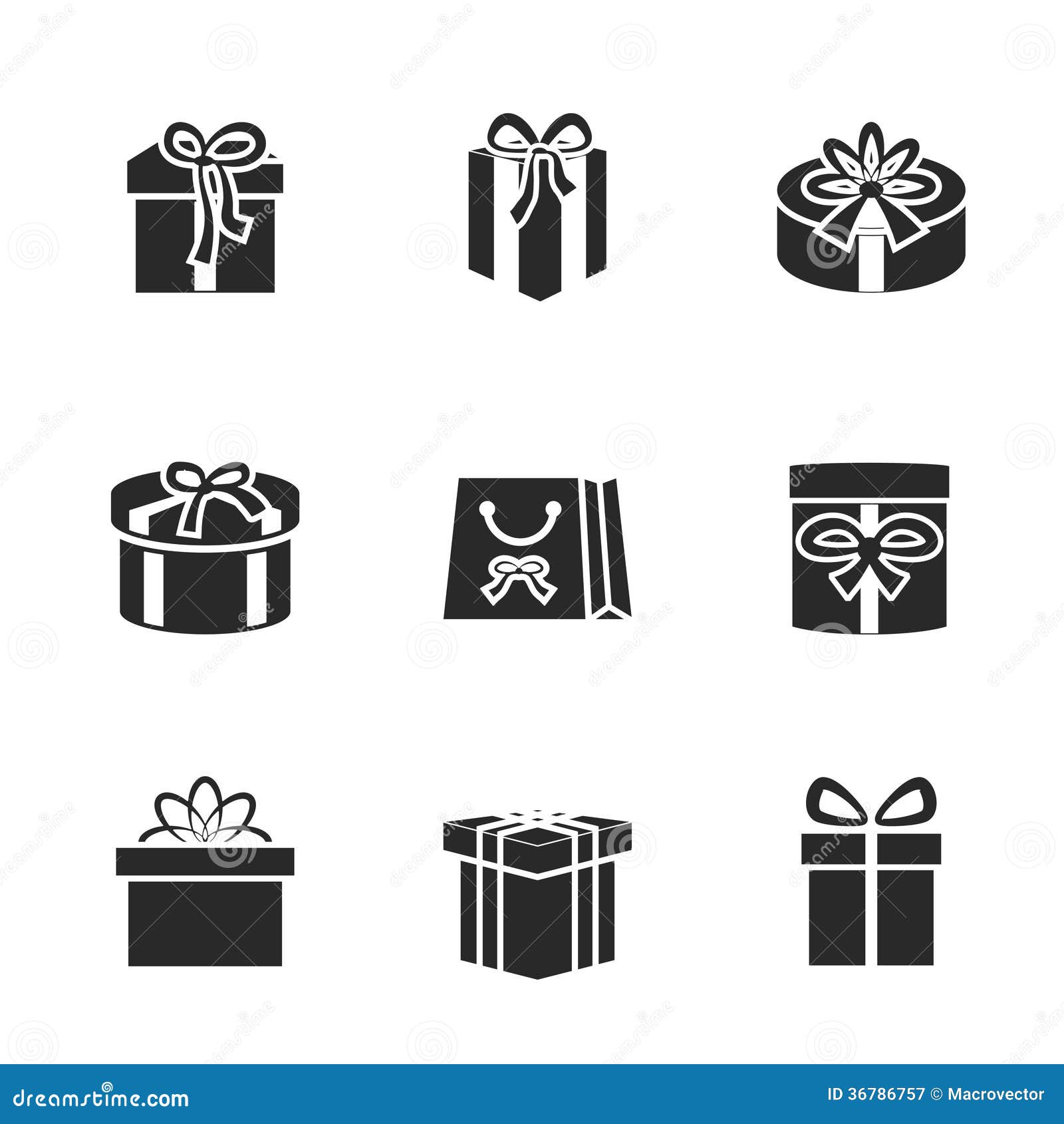 Gift Boxes Icons Set with Different Ribbons and Stock Vector ...