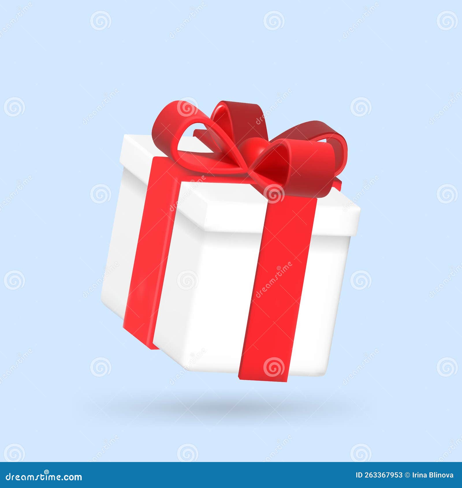 Gift Boxes Isolated on White. 3d White Gift Boxes with Red Ribbon and ...