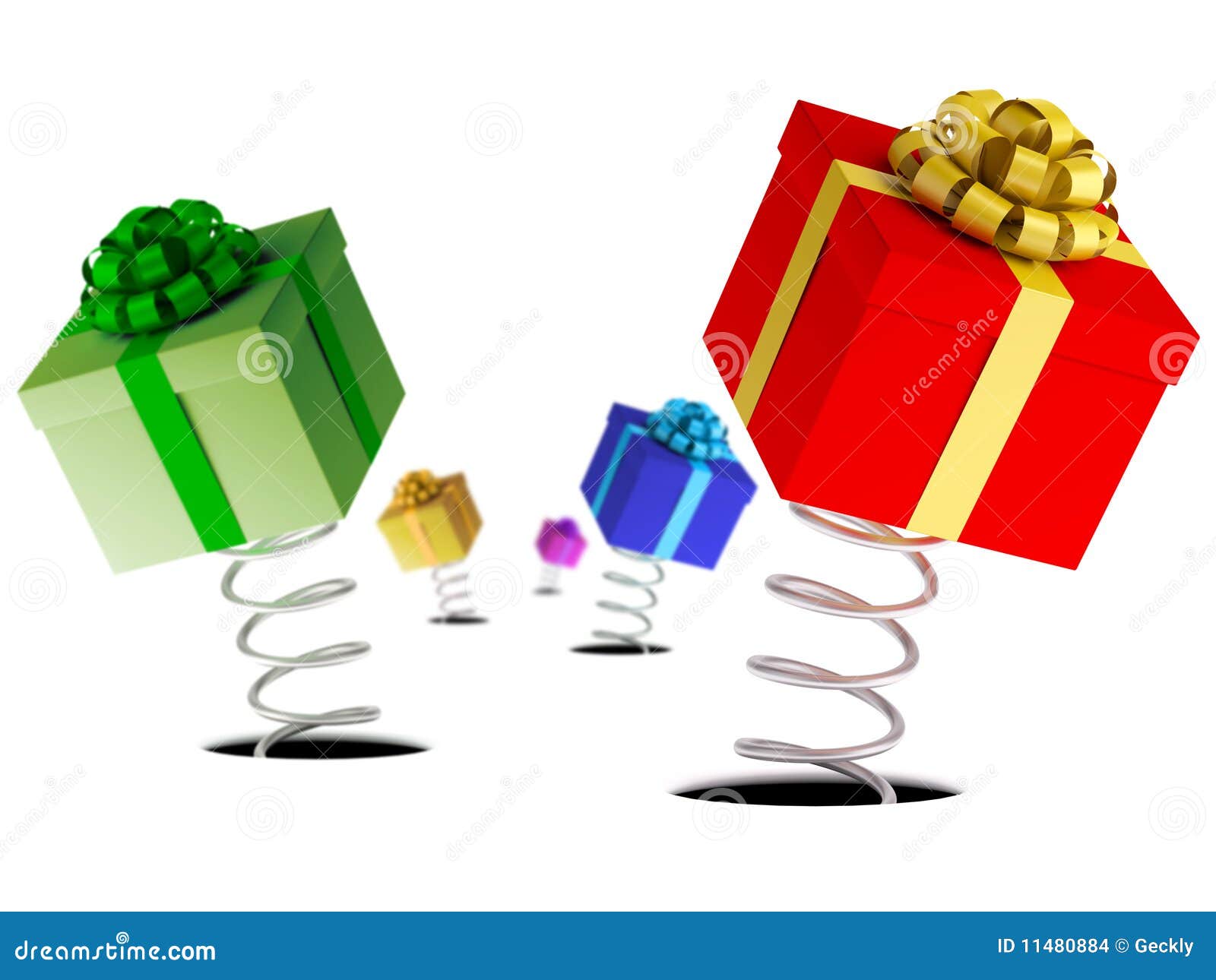 Gift Boxes Jumping on Springs Stock Illustration - Illustration of ...