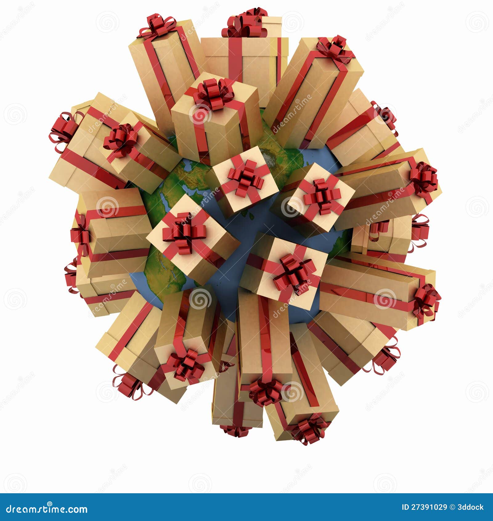 Gift Boxes Located on a Globe Stock Illustration - Illustration of gift ...