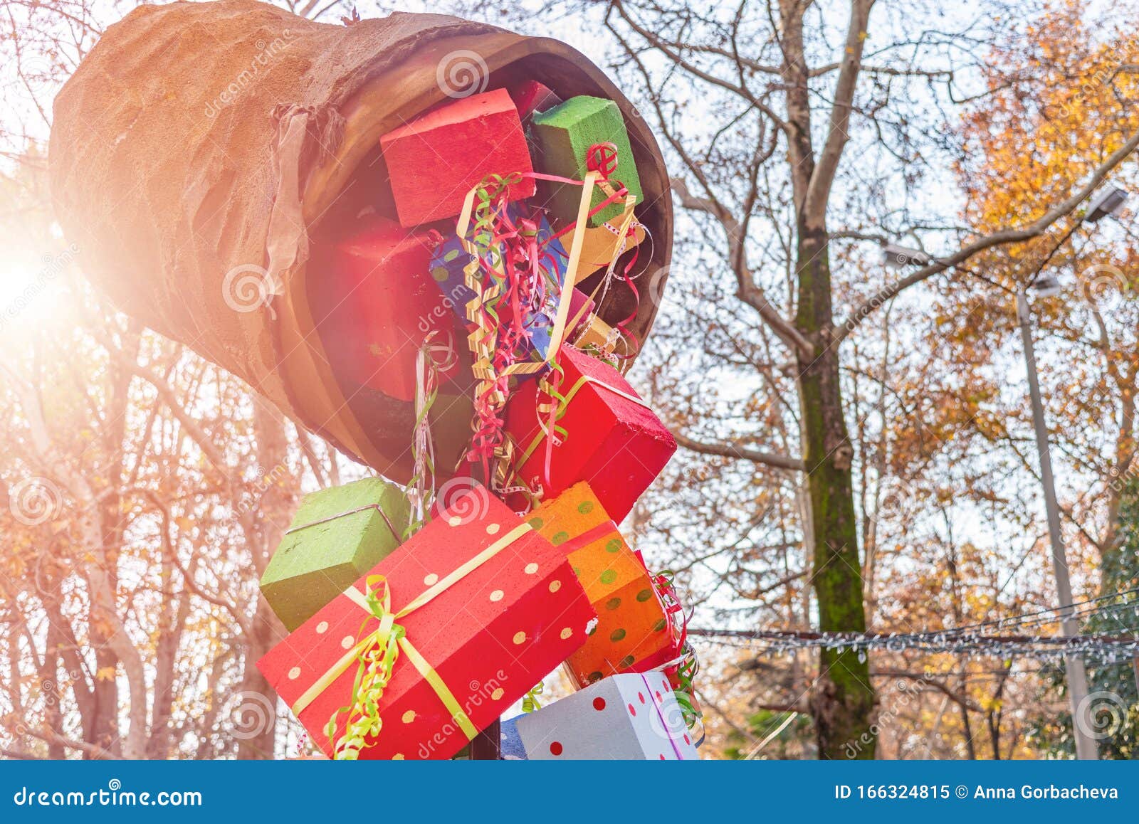 Gift Boxes Outdoor Installation Stock Image - Image of celebration ...