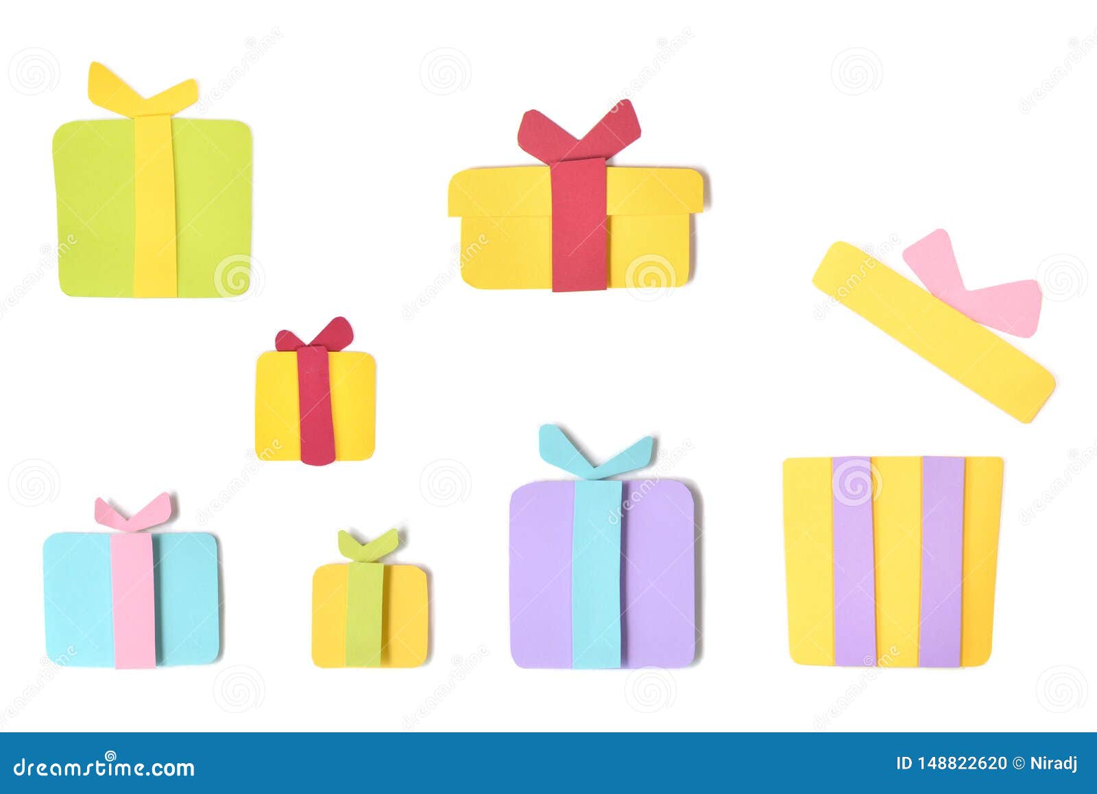 Gift Boxes Paper Cut on White Background Stock Illustration ...