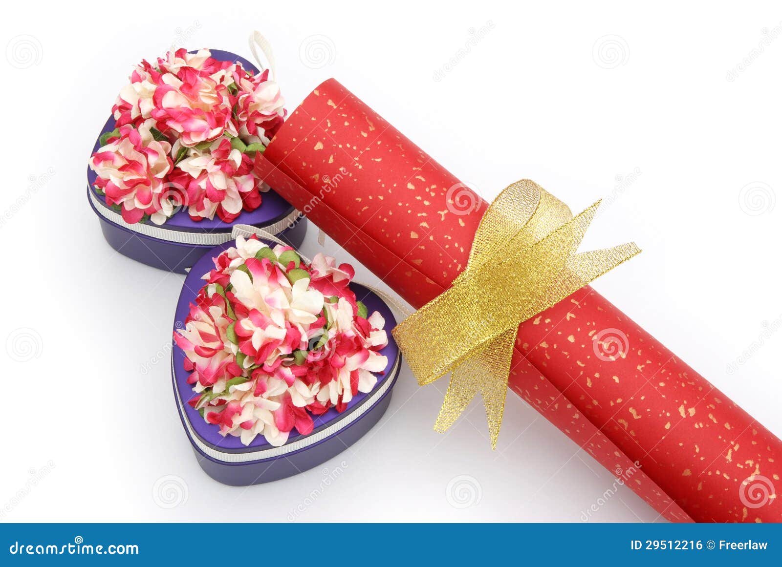 Gift Boxes and Paper Scroll Stock Photo - Image of holiday, heart: 29512216