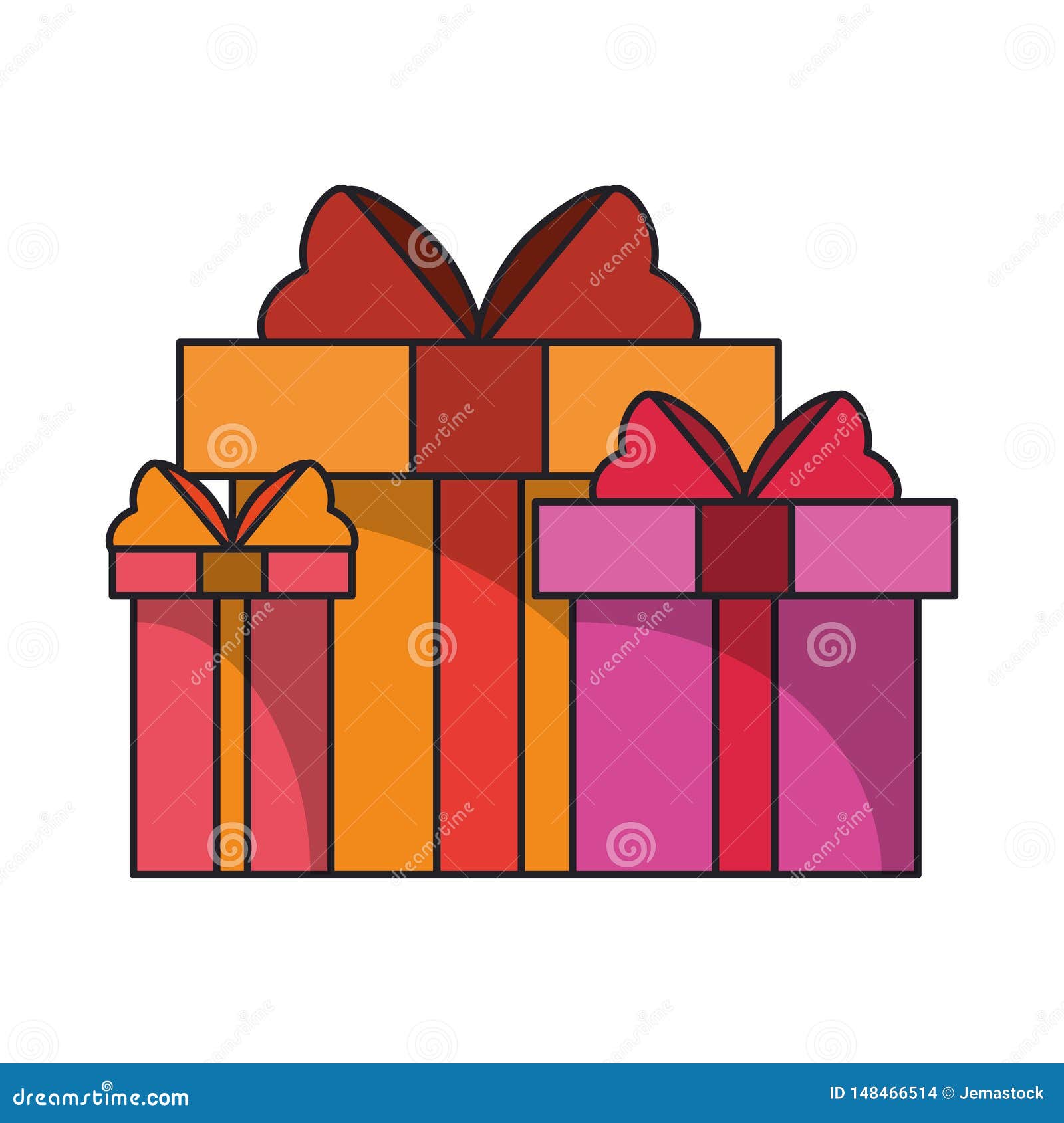 Gift Boxes Present Cartoon Isolated Stock Vector - Illustration of ...