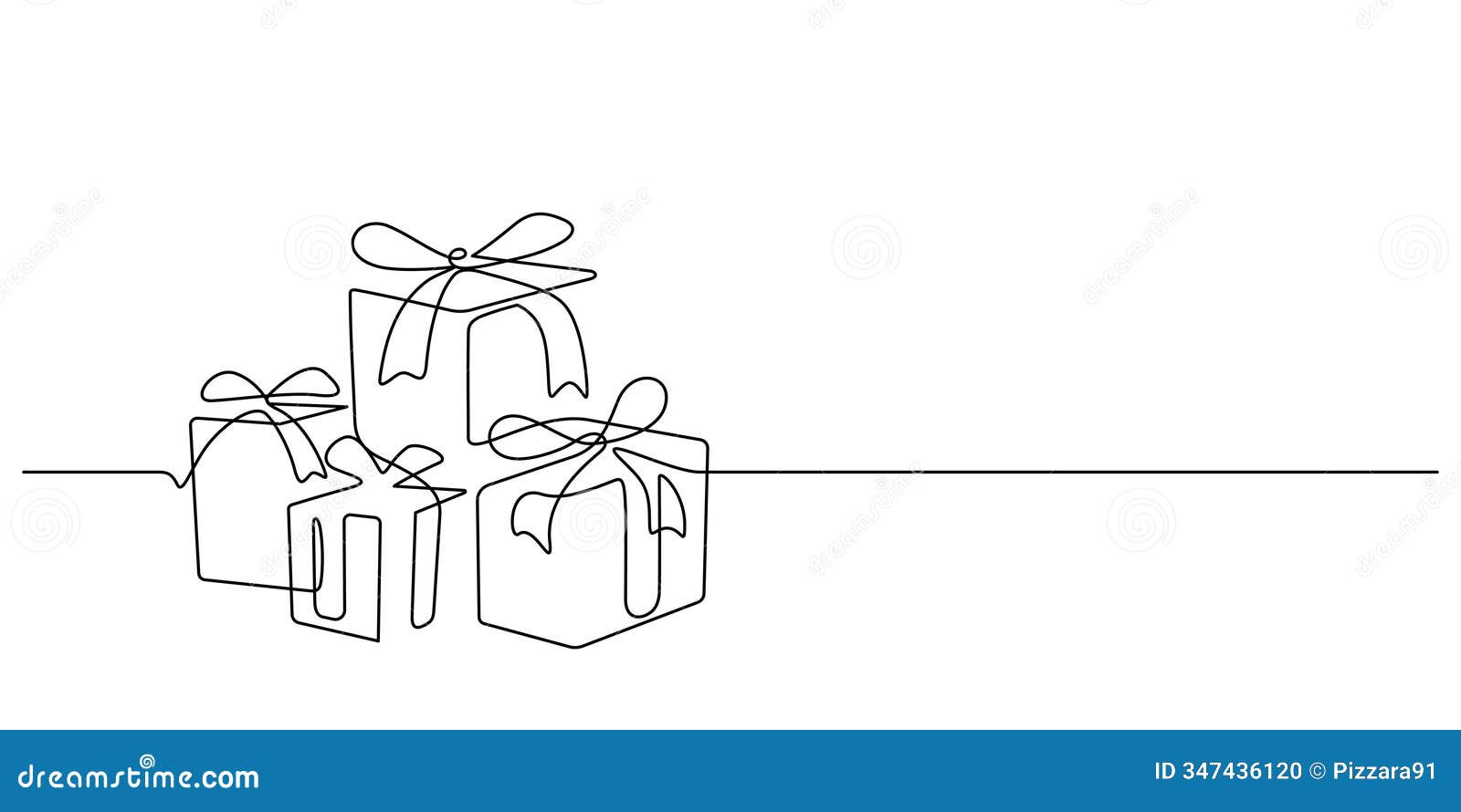 Gift Boxes Present Continuous Line Drawing Minimalist Art Stock ...