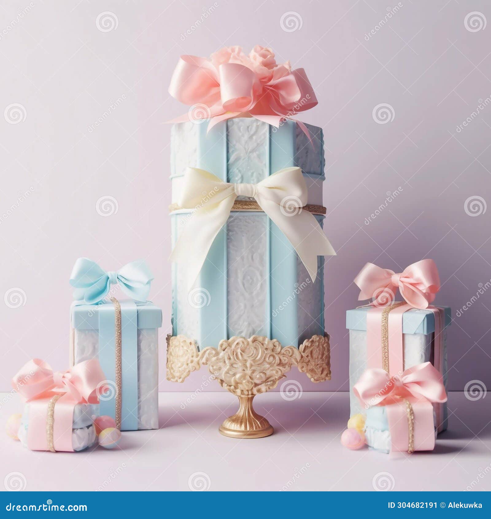 Gift Boxes with Ribbon and Bow in Pastel Colors, Shabby Chic Style ...