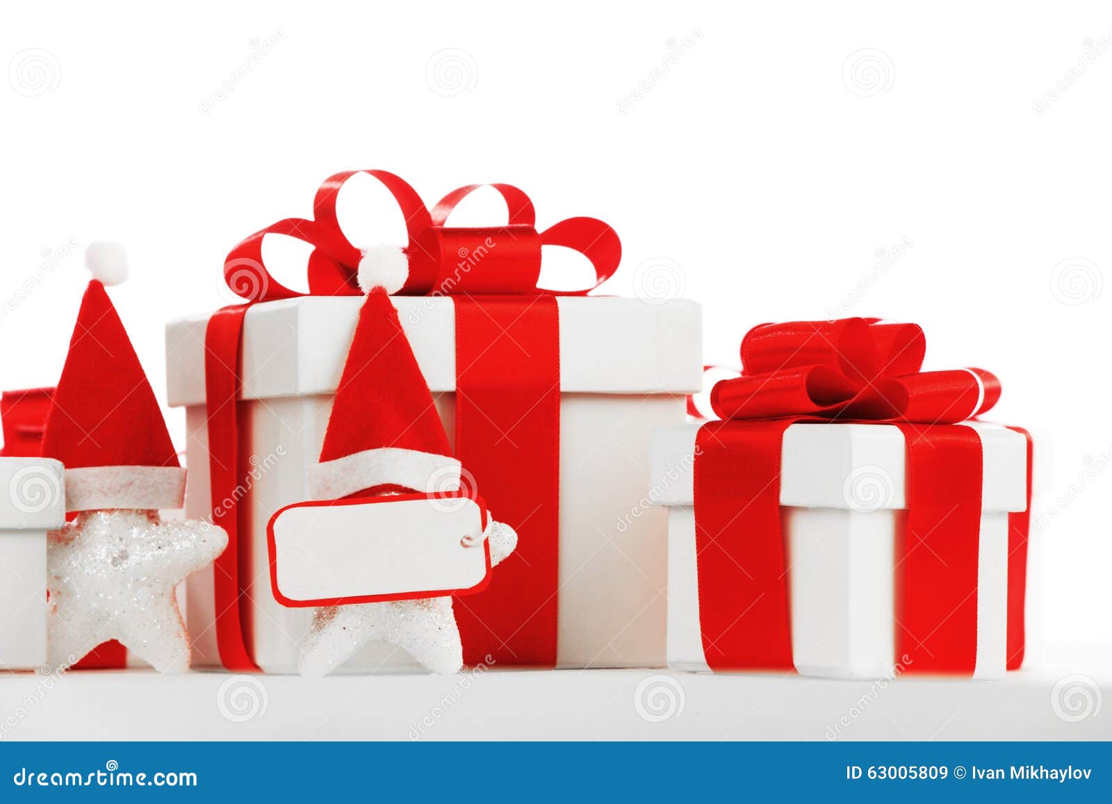Gift Boxes with Santa Claus Stars Stock Image - Image of christmas ...