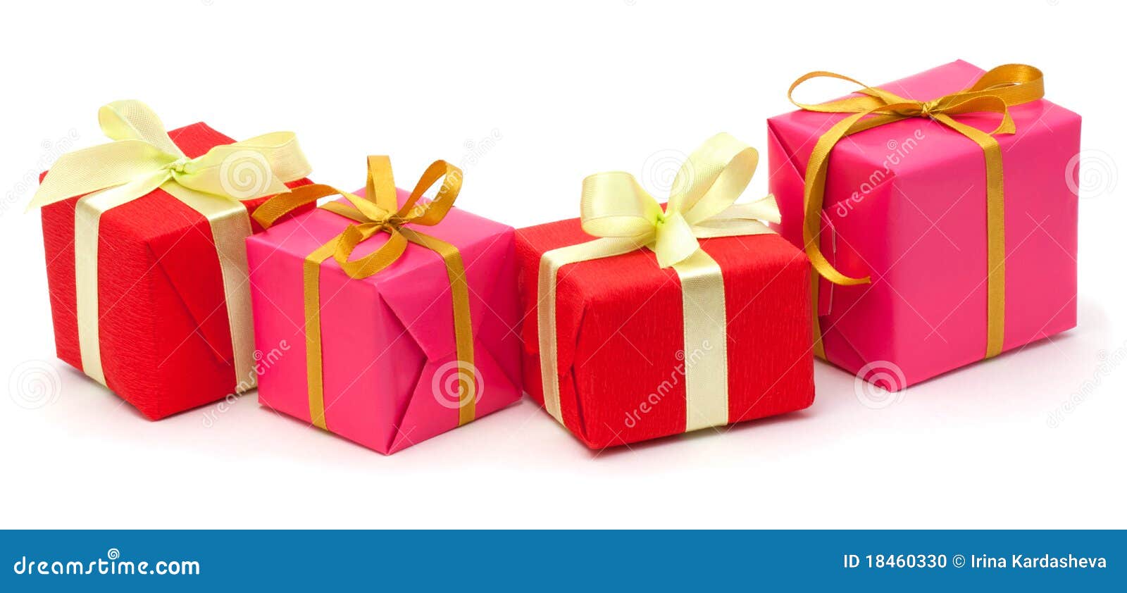 Gift Boxes with Satin Ribbons Isolated Stock Photo - Image of ribbon ...