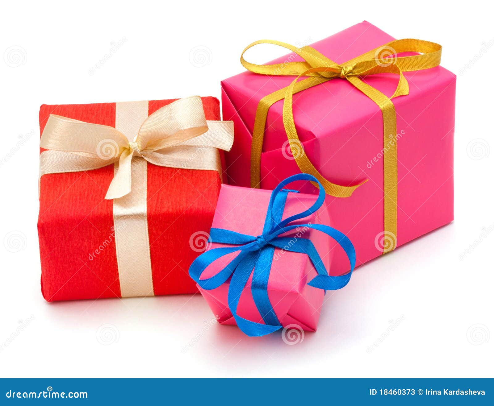Gift Boxes with Satin Ribbons Isolated Stock Image - Image of beige ...