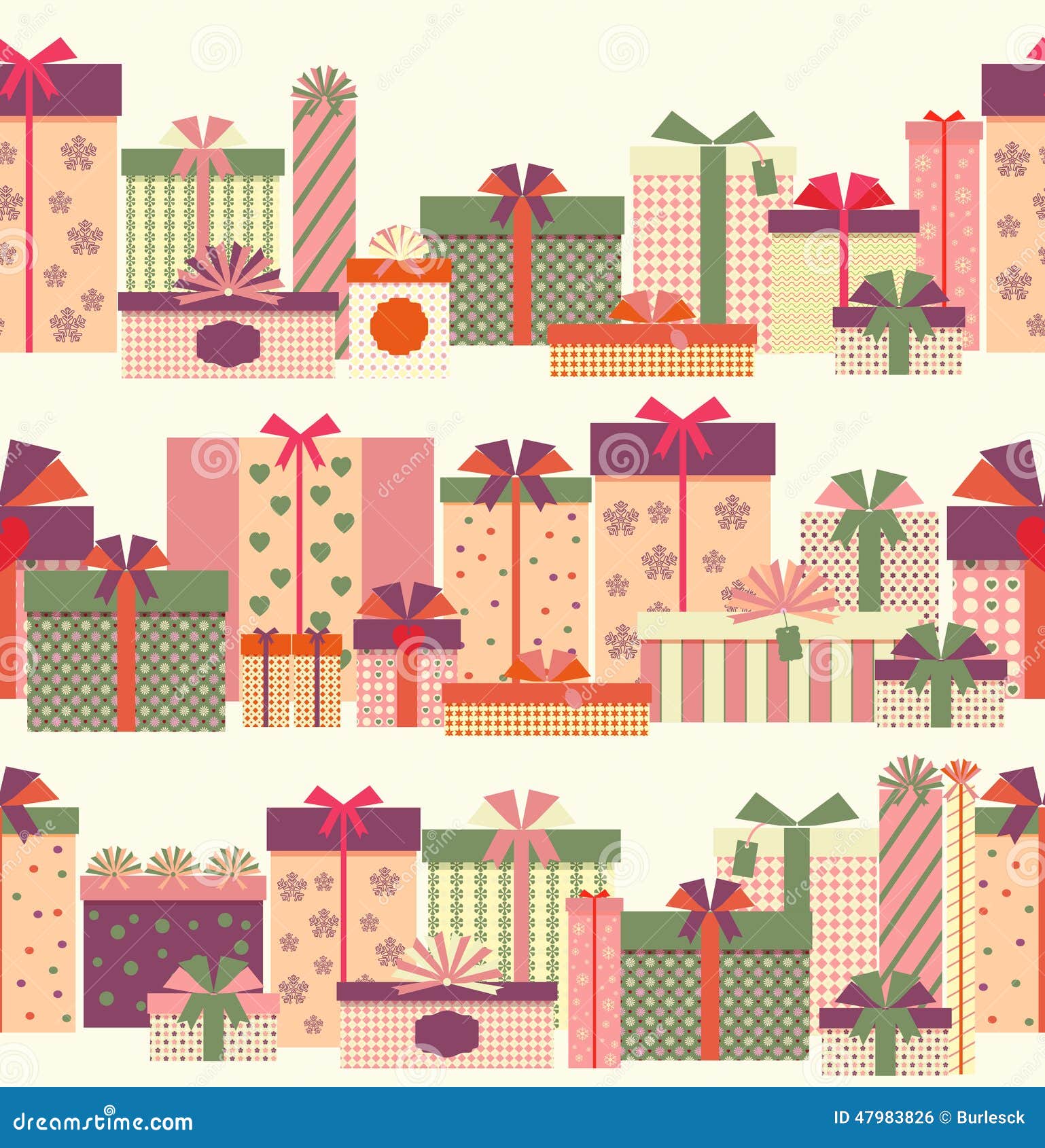 Gift Boxes Seamless Horizontal Border Pattern Vector Illustration ...