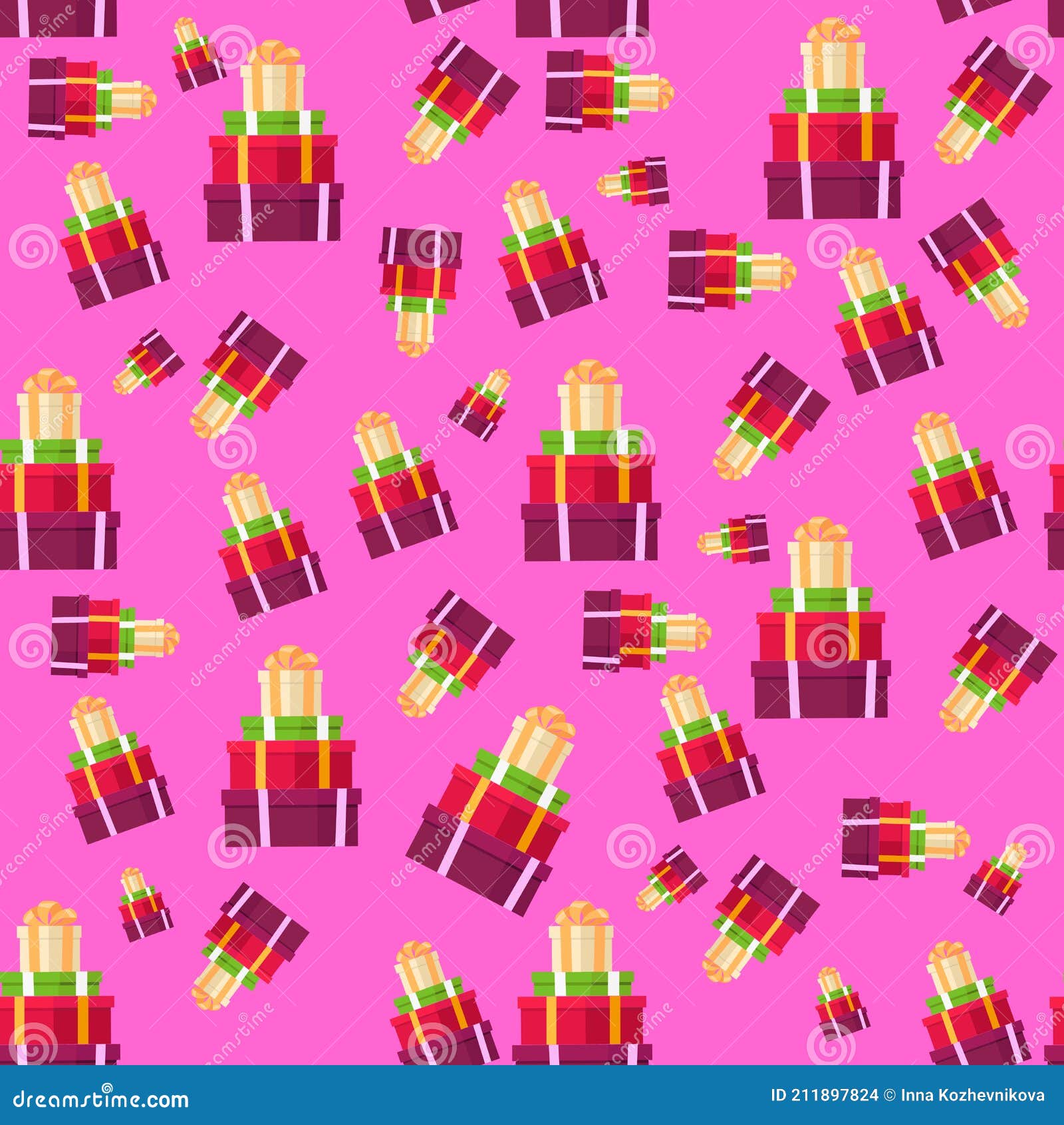 Gift Boxes Seamless Pattern. Pattern of a Gift Box for Printing on ...