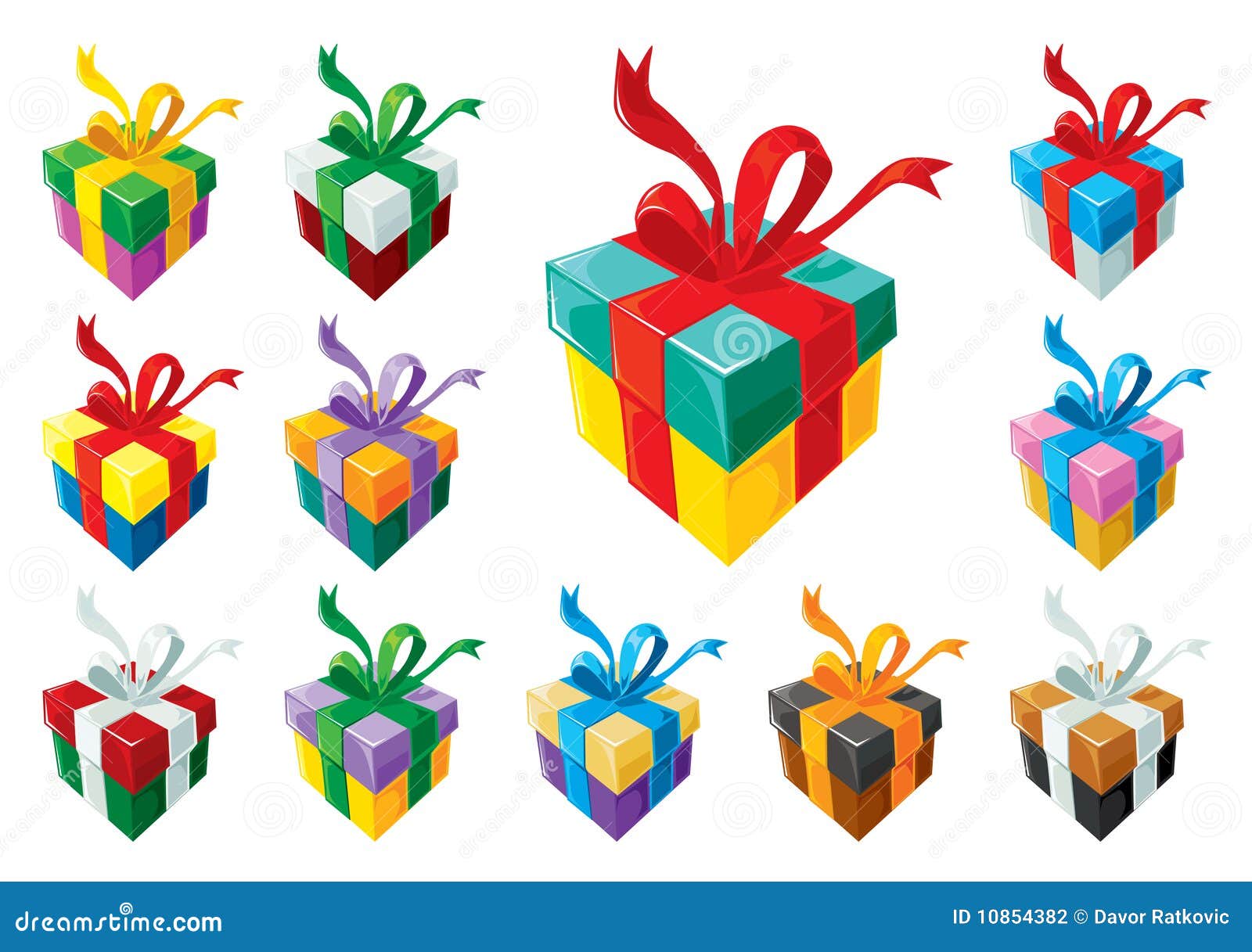 Gift boxes set colorful stock vector. Illustration of giftbox - 10854382