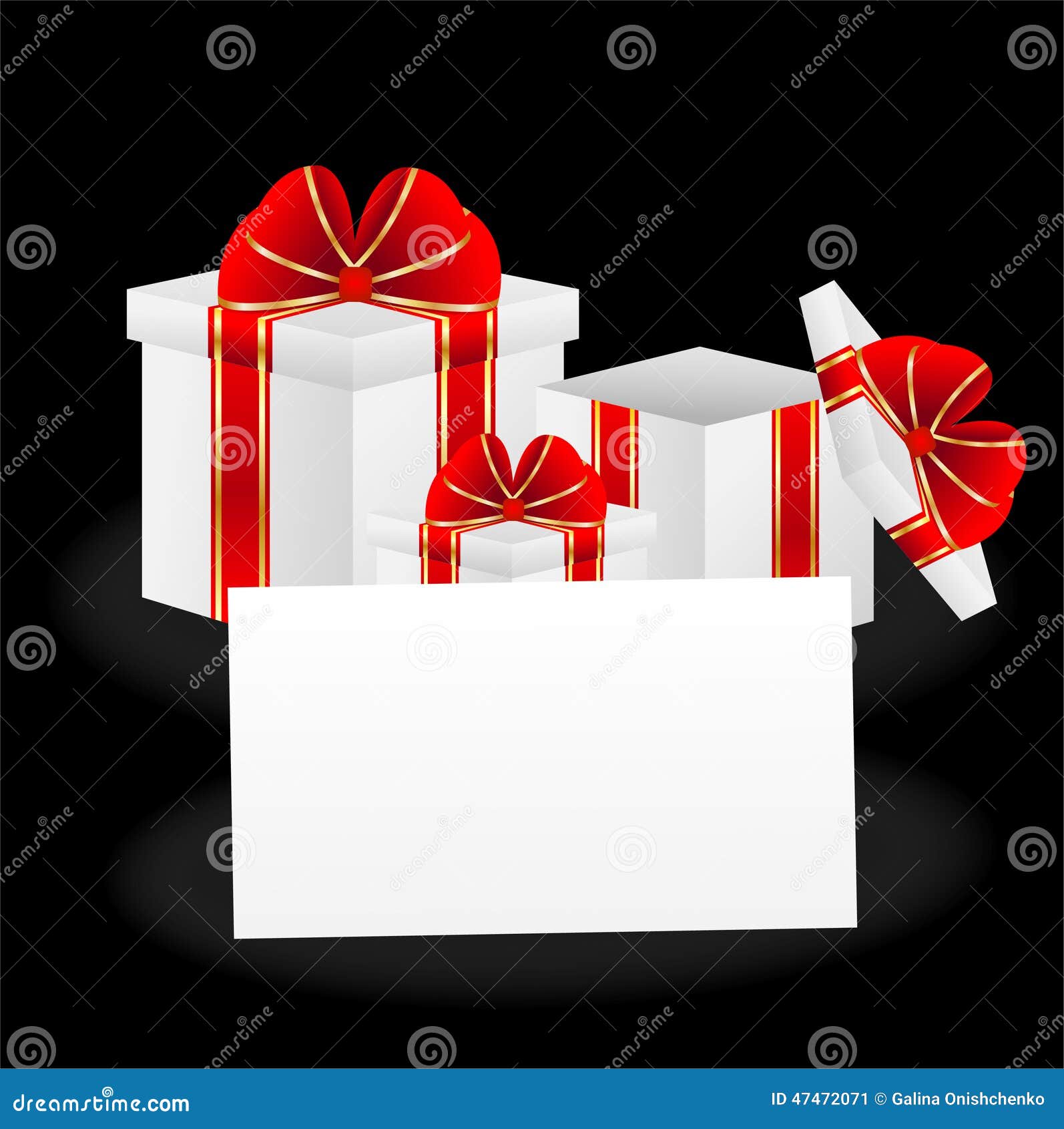 Gift Boxes and Sheet of Paper with a Mestome for Text Stock Vector ...