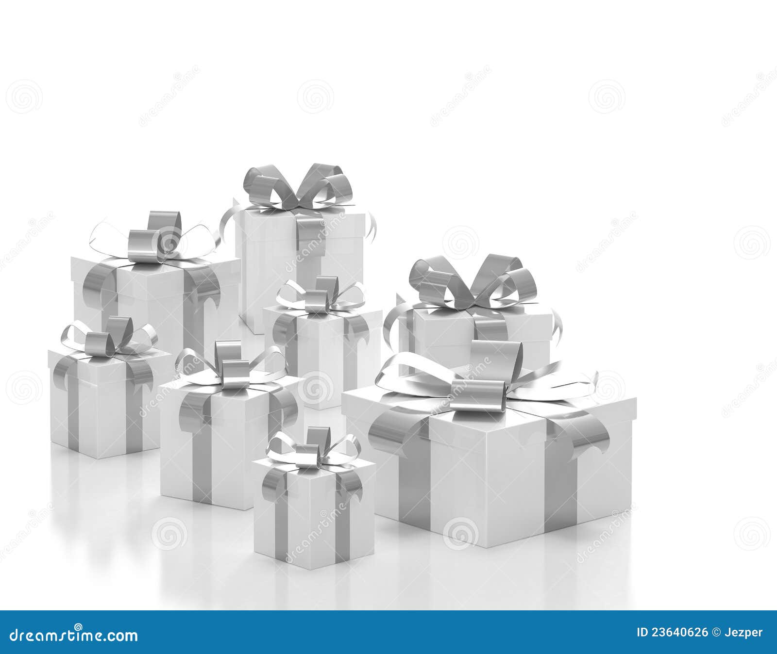 Gift boxes silver ribbon stock illustration. Illustration of glossy ...