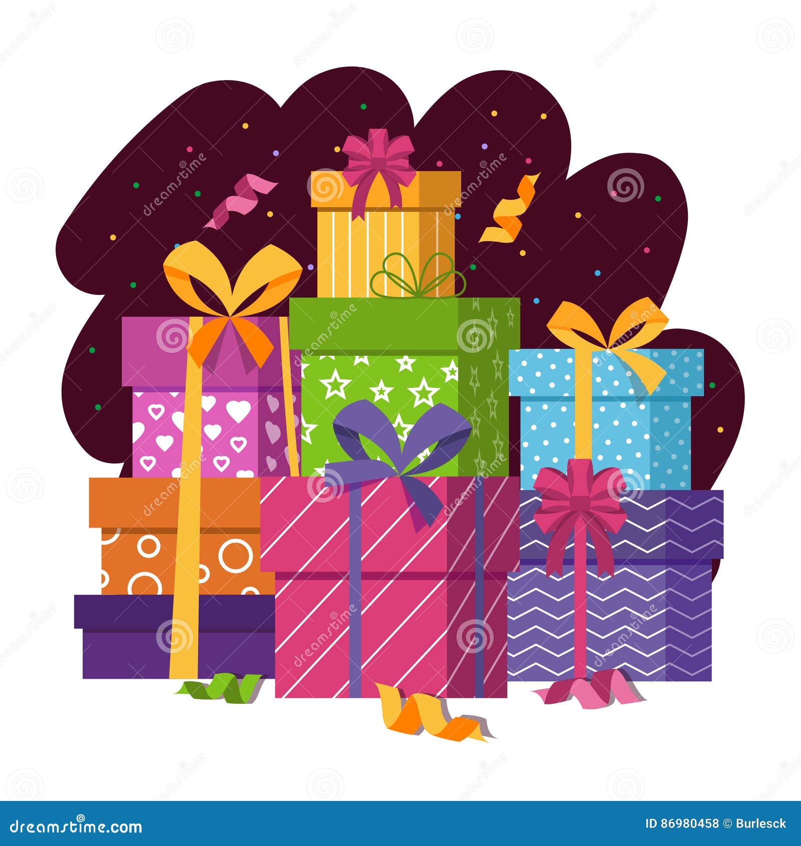 Gift Boxes Stack in Flat Style Vector Illustration Stock Vector ...