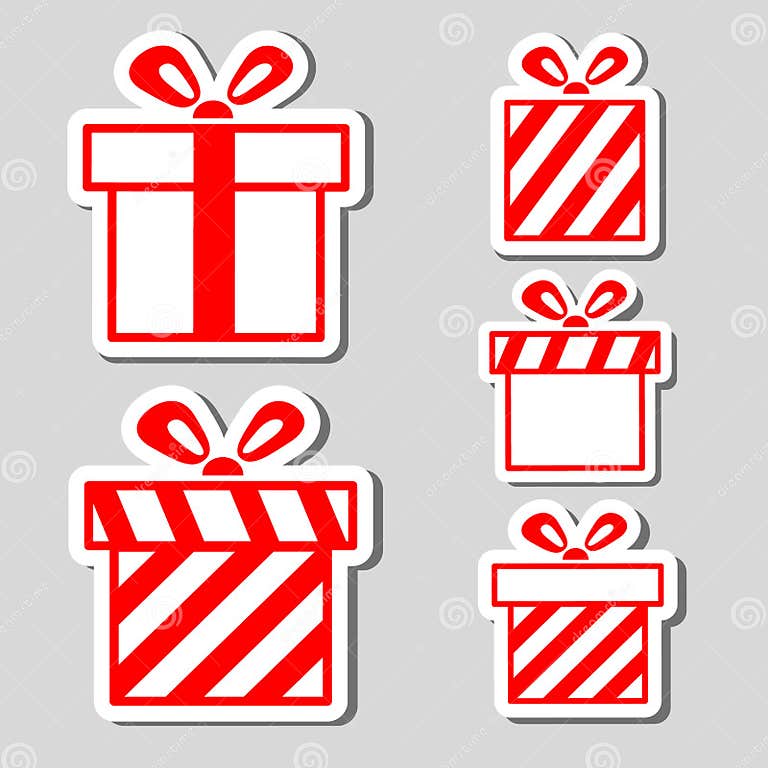 Gift boxes stickers set stock vector. Illustration of present - 28062687
