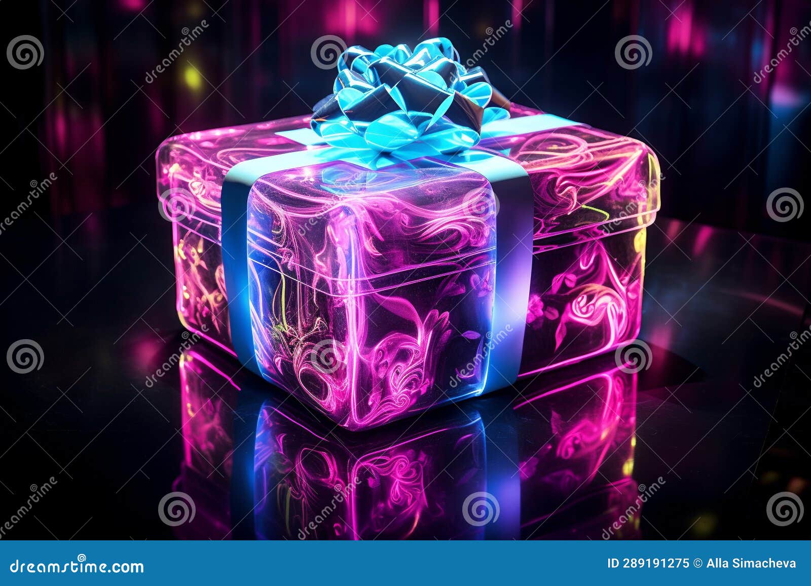 Gift Boxes on the Table in Neon Lighting Stock Image - Image of pink ...