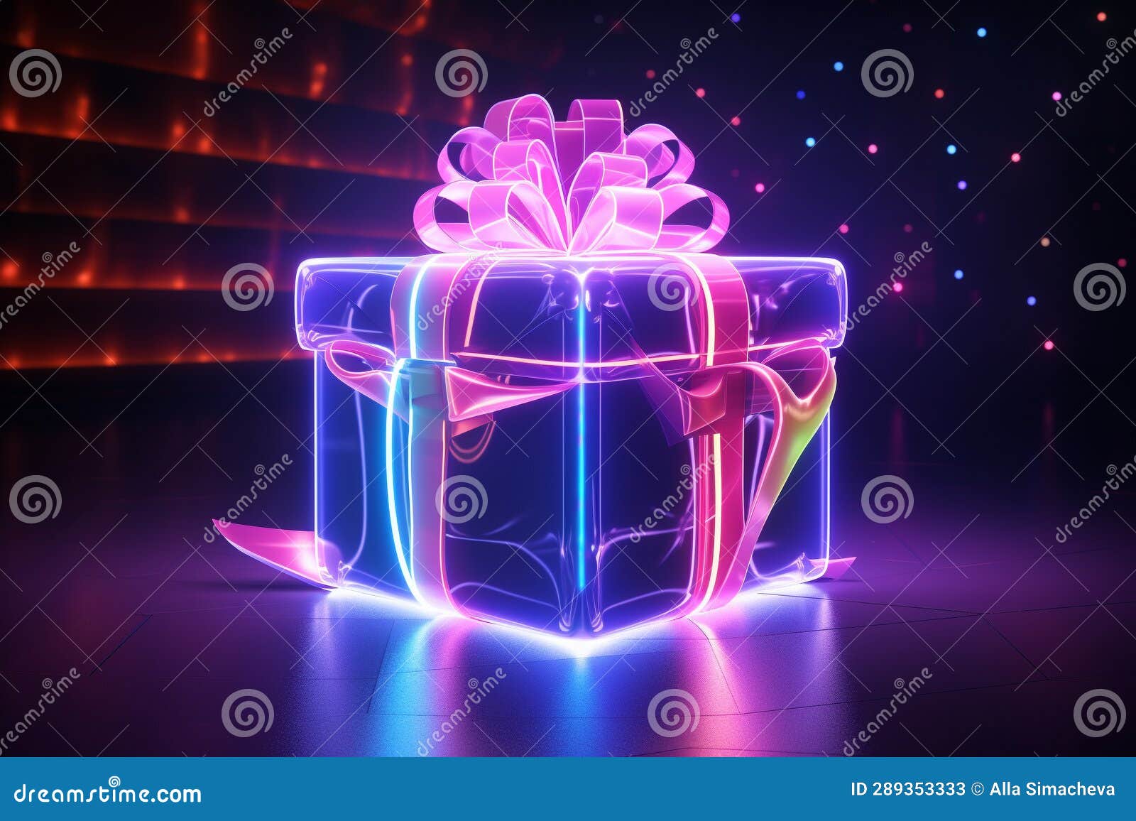 Gift Boxes on the Table in Neon Lighting Stock Image - Image of cosmic ...